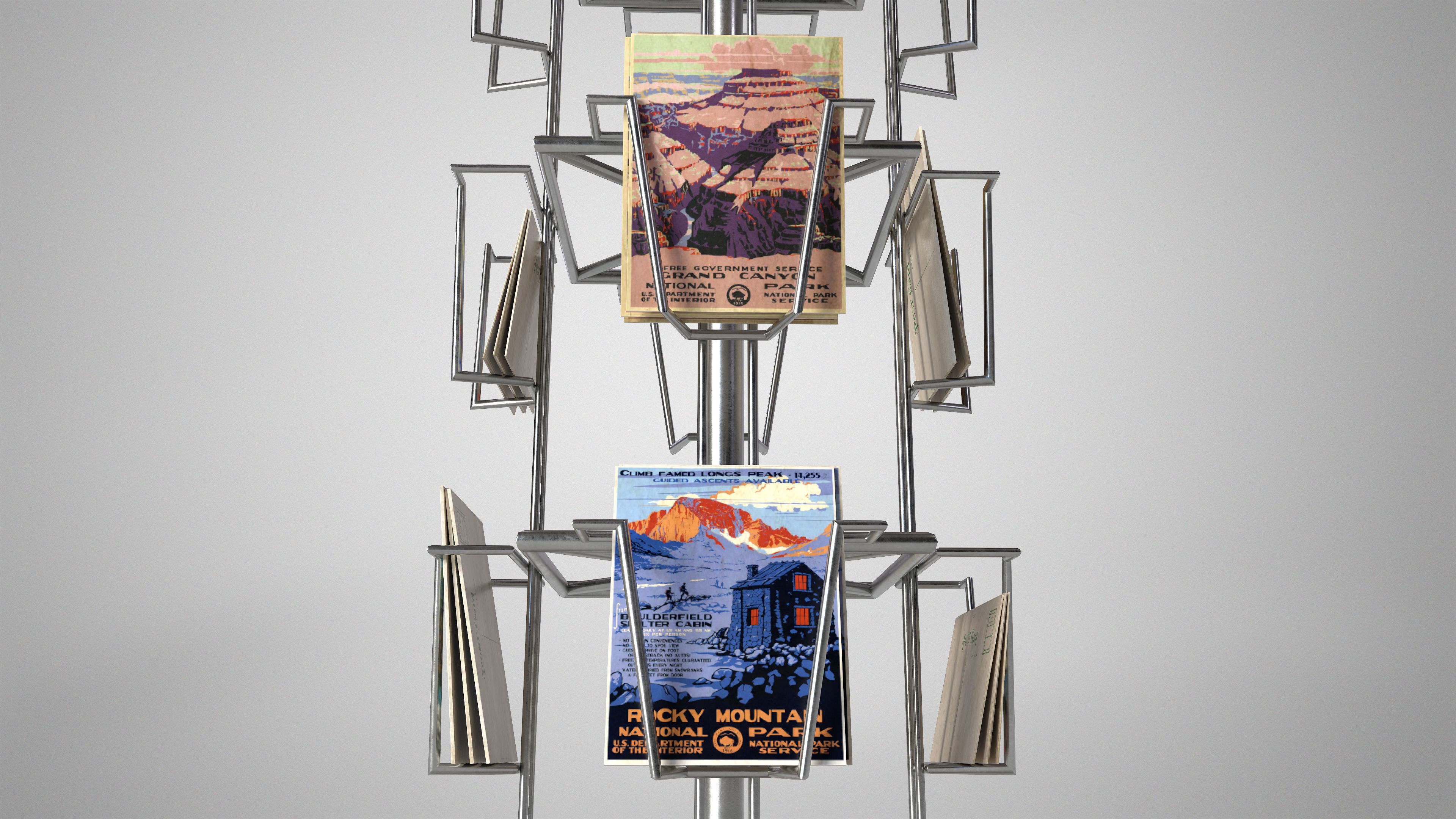 3D model Metal Postcard Display - Retro American Postcard Stand Rack VR ...