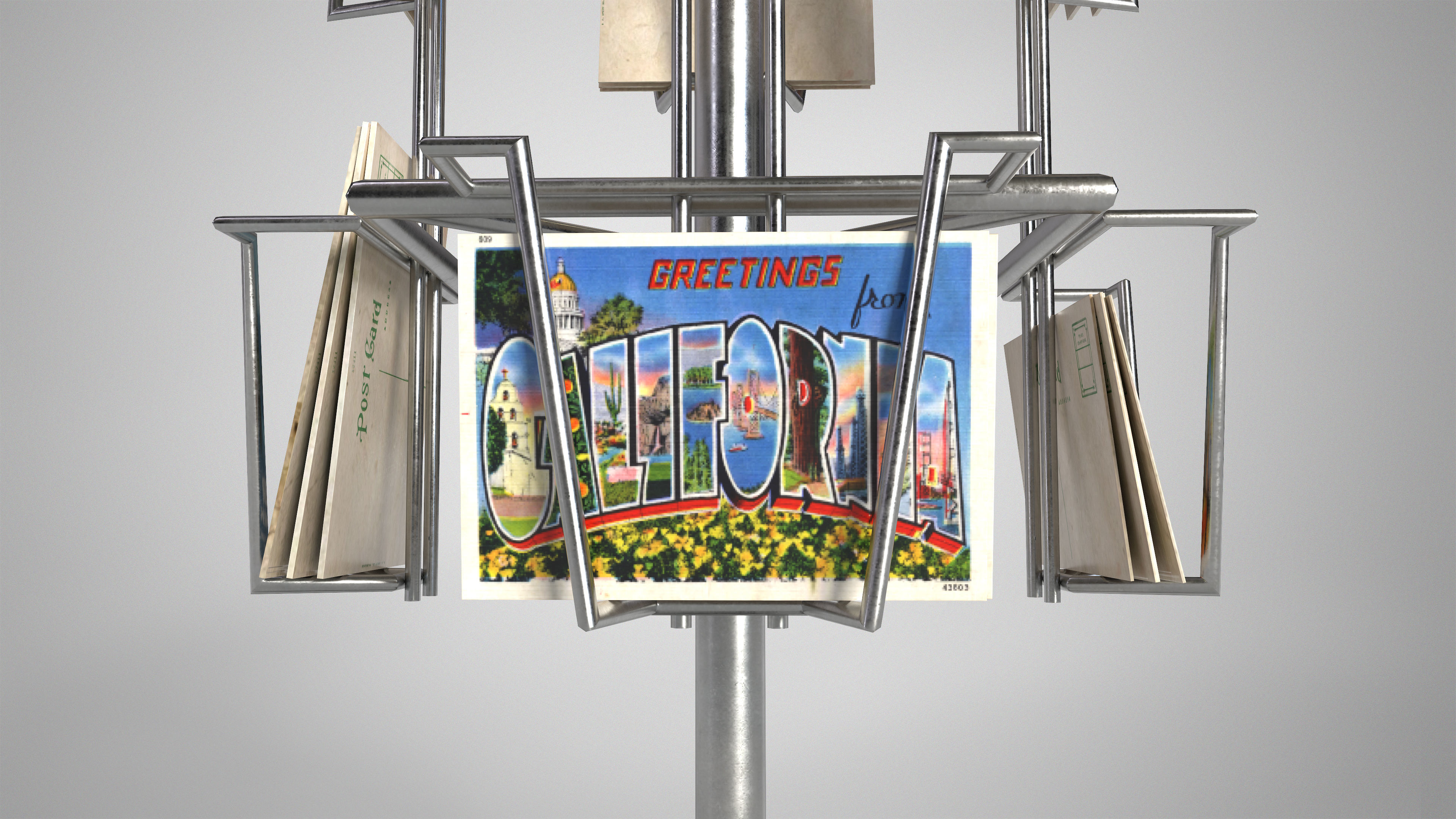 3D model Metal Postcard Display - Retro American Postcard Stand Rack VR ...