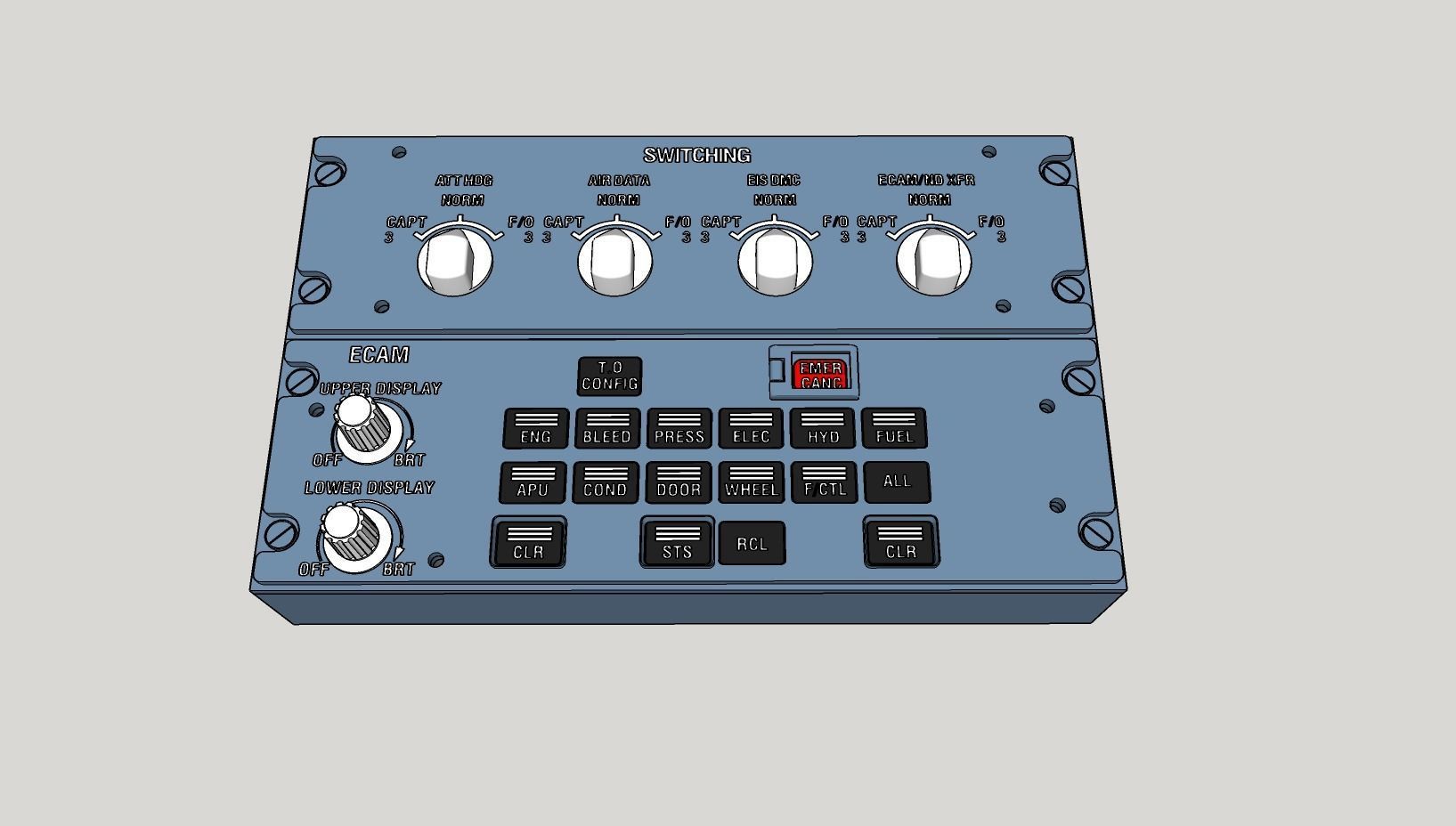 A320 ECAM control panel and Switching panel 3D model 3D printable ...
