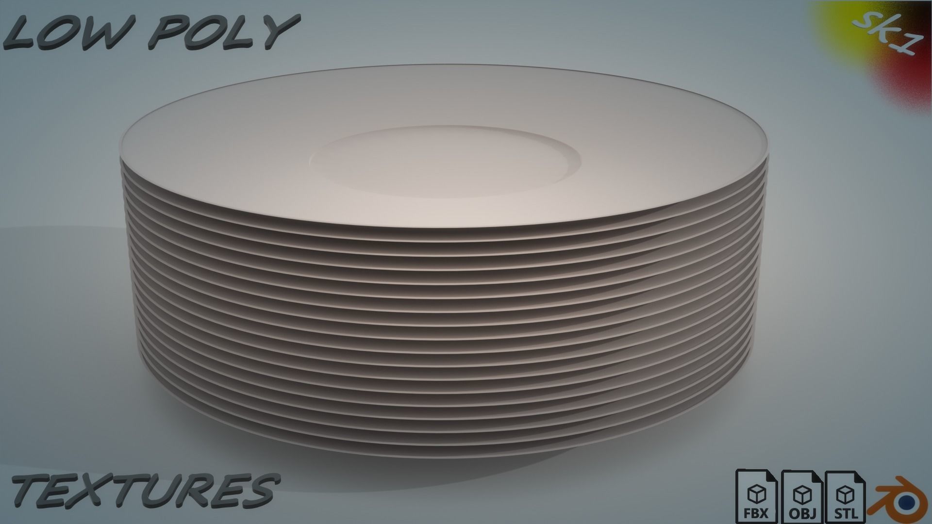 3D model Set of 18 plates VR / AR / low-poly | CGTrader