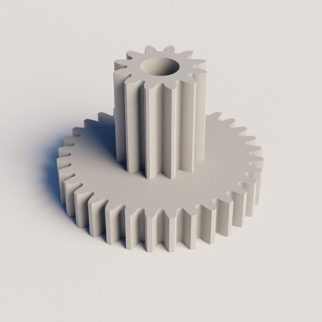 Double gear 12 - 32 teeth 3D model 3D printable | CGTrader
