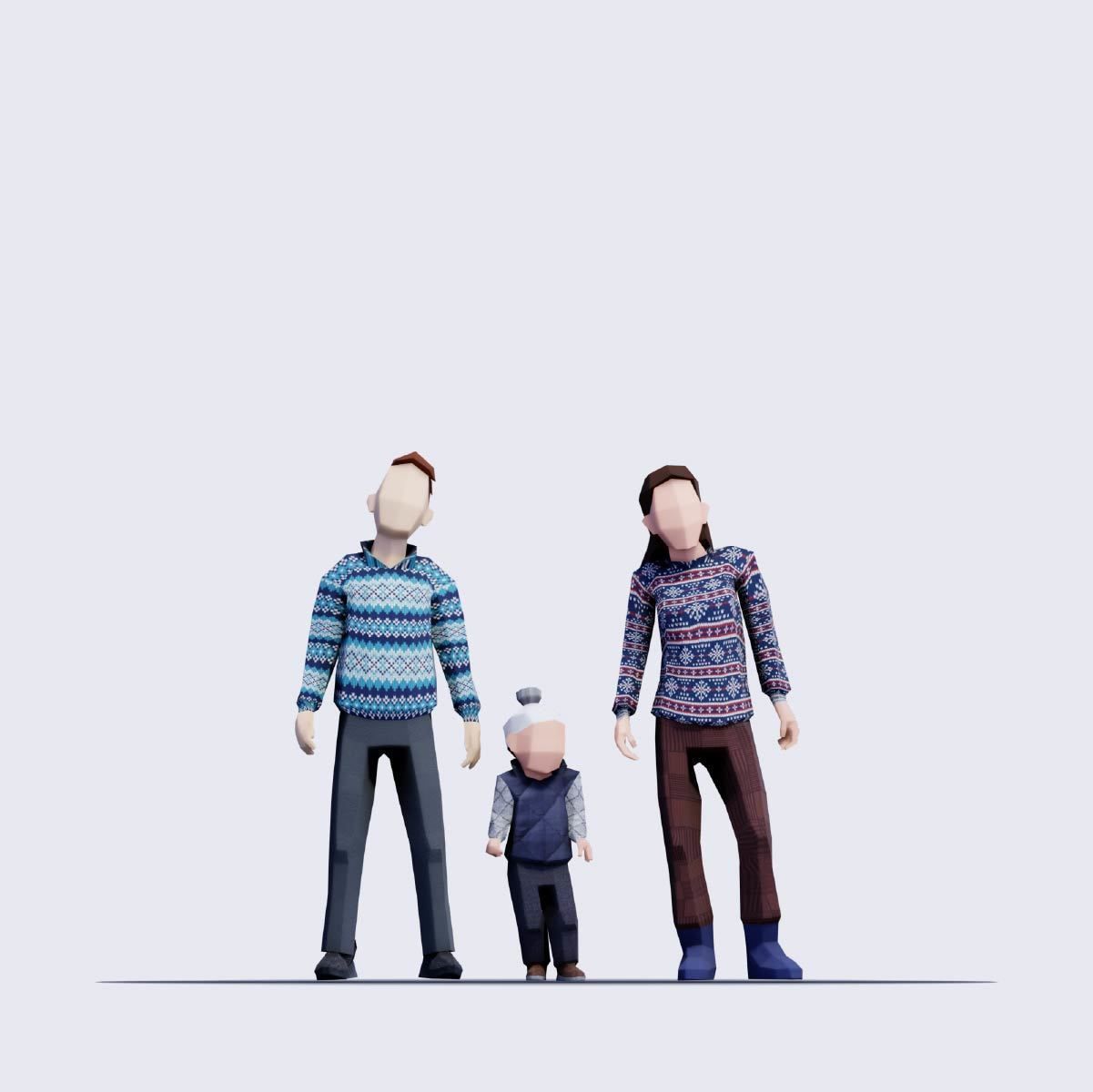 3D model Autumn People - Animated and Rigged VR / AR / low-poly | CGTrader