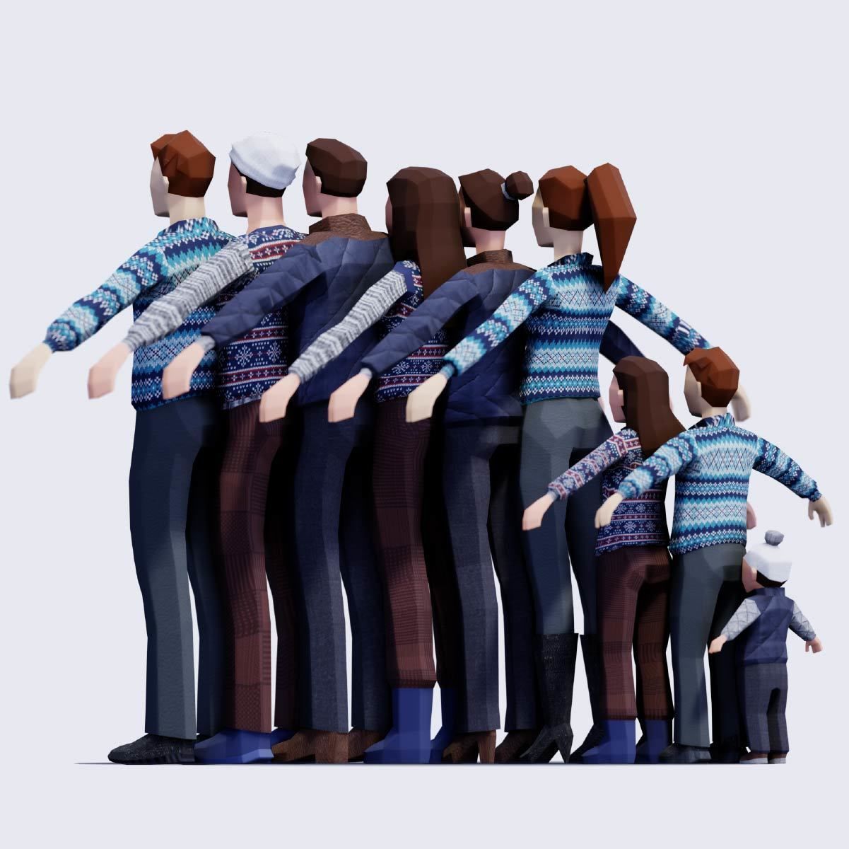 3D model Autumn People - Animated and Rigged VR / AR / low-poly | CGTrader