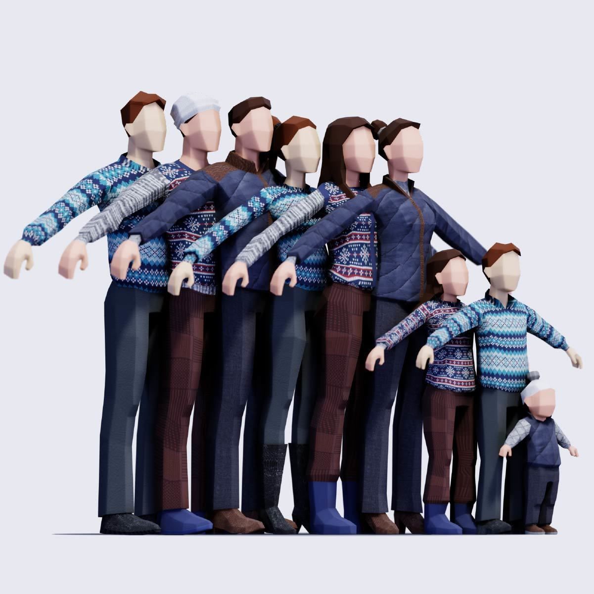 3D model Autumn People - Animated and Rigged VR / AR / low-poly | CGTrader