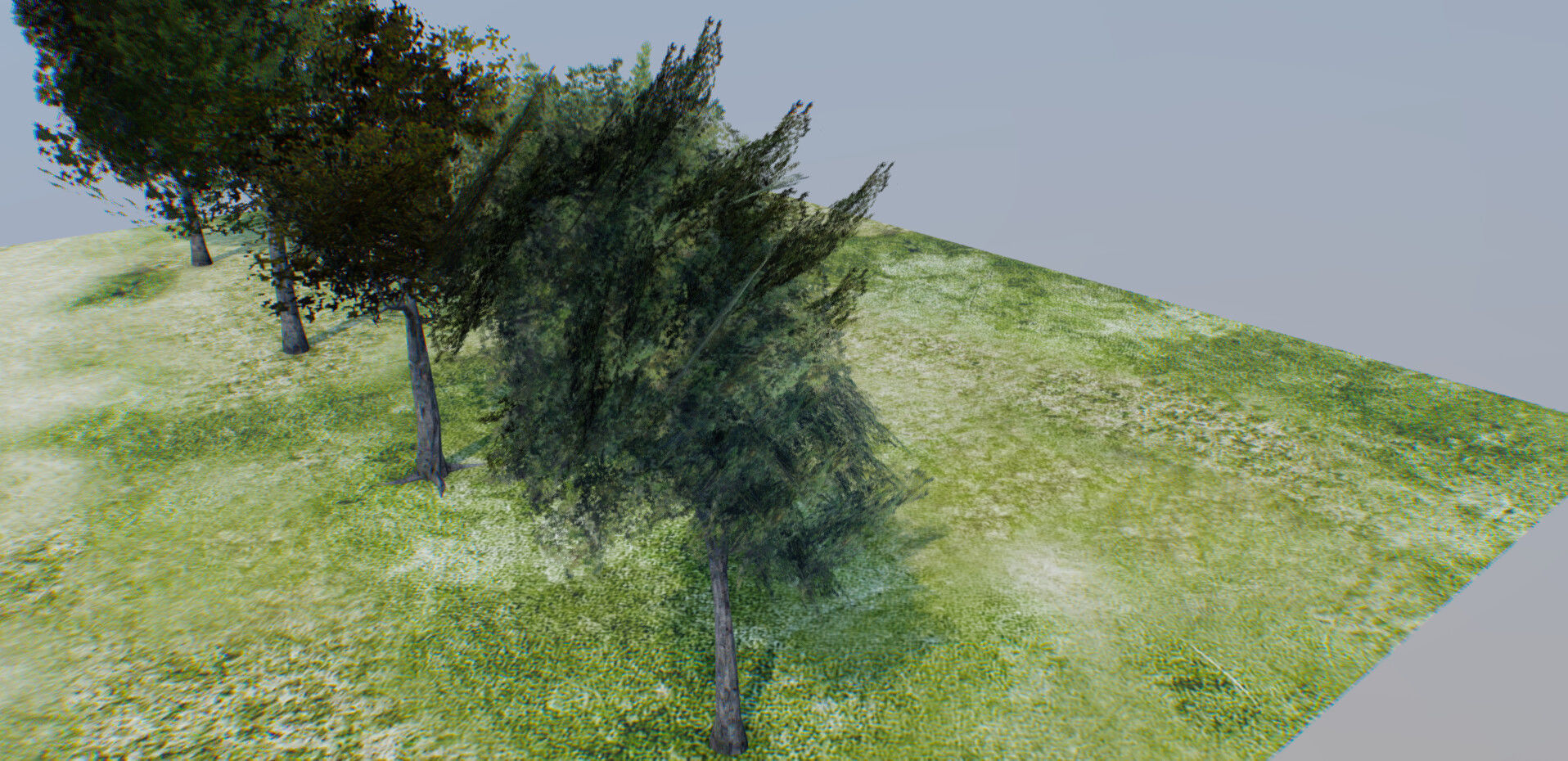 low-poly trees four on grassy field free 3D model | CGTrader