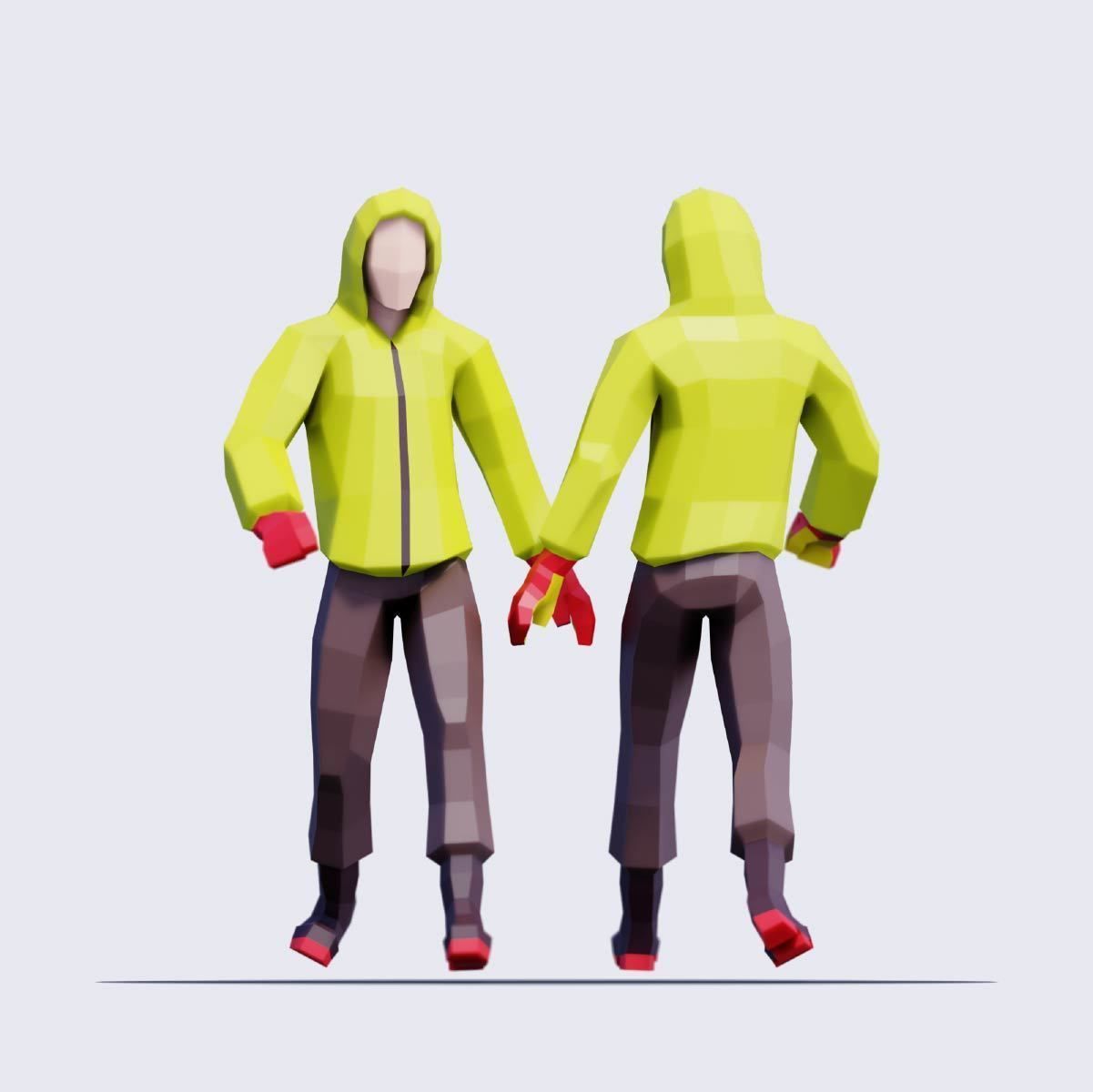 3D model Winter People - Animated and Rigged VR / AR / low-poly | CGTrader
