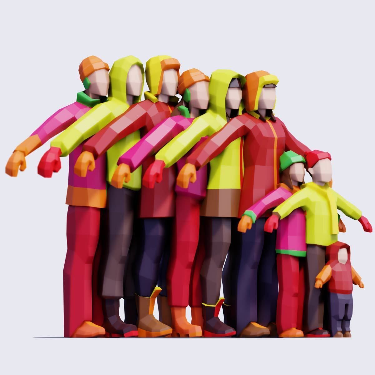 3D model Winter People - Animated and Rigged VR / AR / low-poly | CGTrader