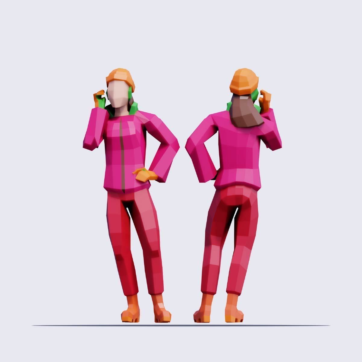 3D model Winter People - Animated and Rigged VR / AR / low-poly | CGTrader