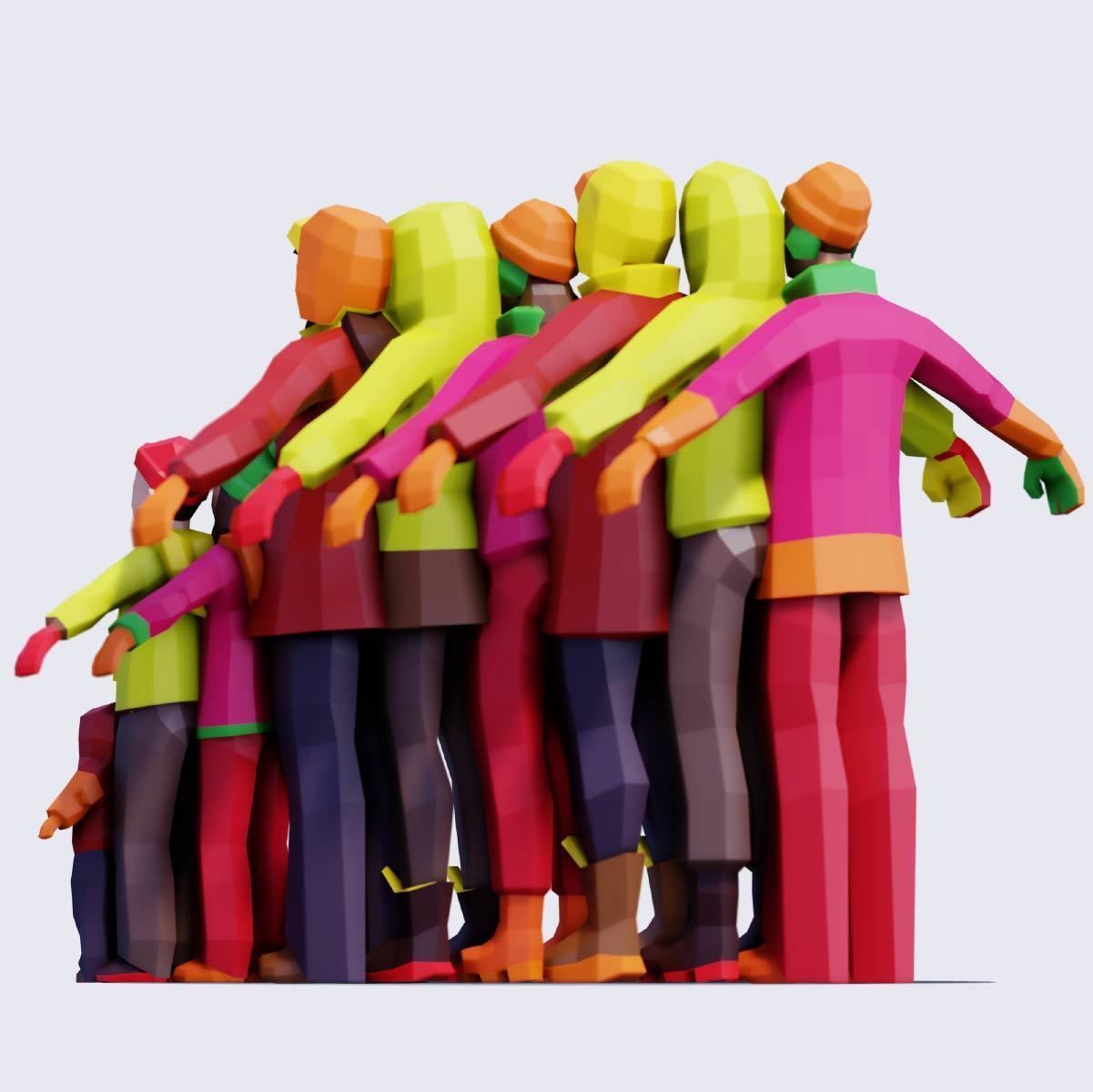 3D model Winter People - Animated and Rigged VR / AR / low-poly | CGTrader