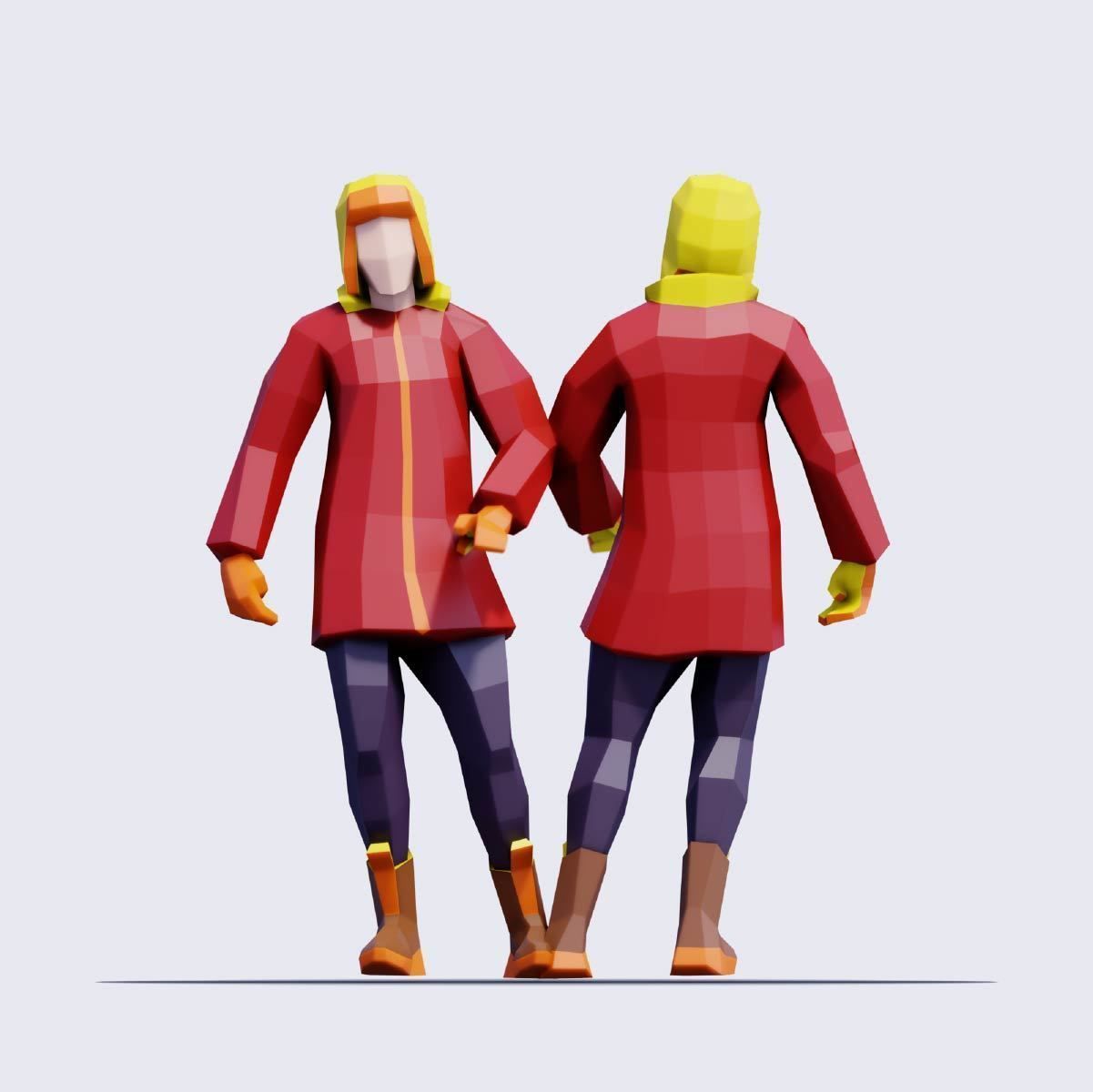 3D model Winter People - Animated and Rigged VR / AR / low-poly | CGTrader