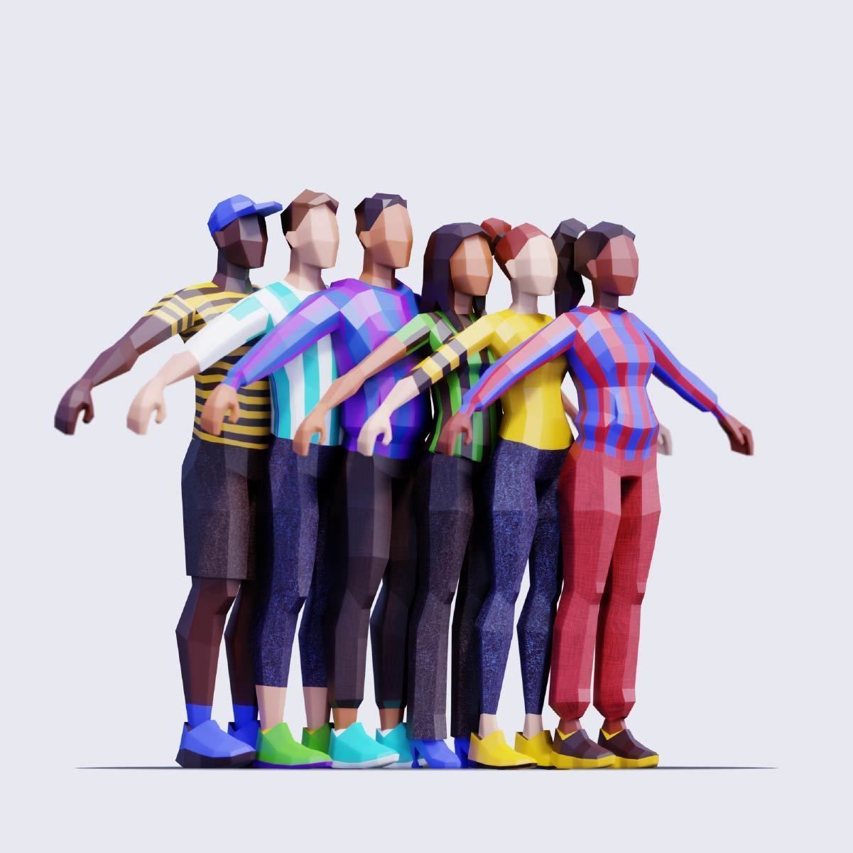 3D model Cheering Crowd Pack - Animated and Rigged VR / AR / low-poly ...