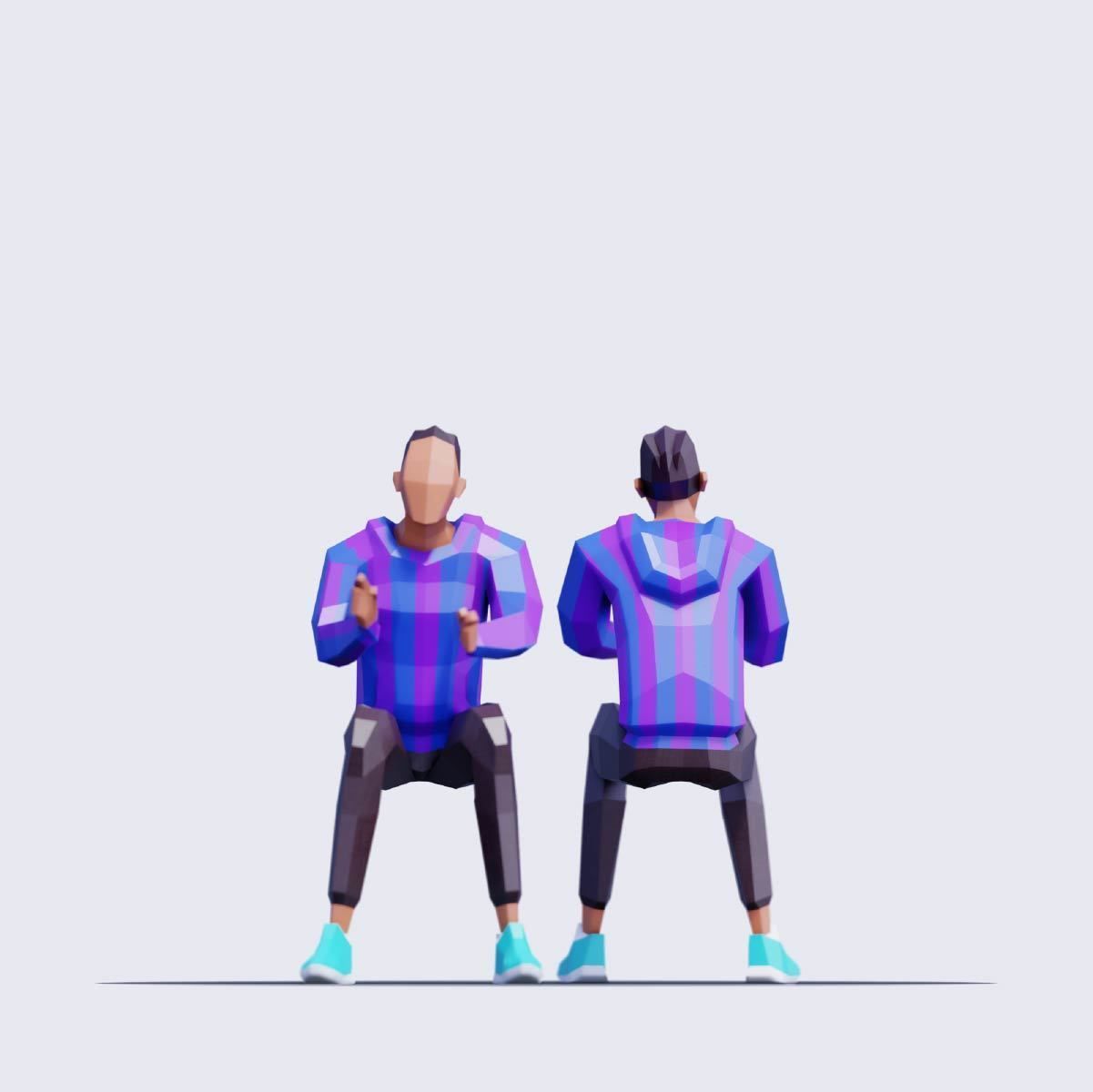 3D model Cheering Crowd Pack - Animated and Rigged VR / AR / low-poly ...