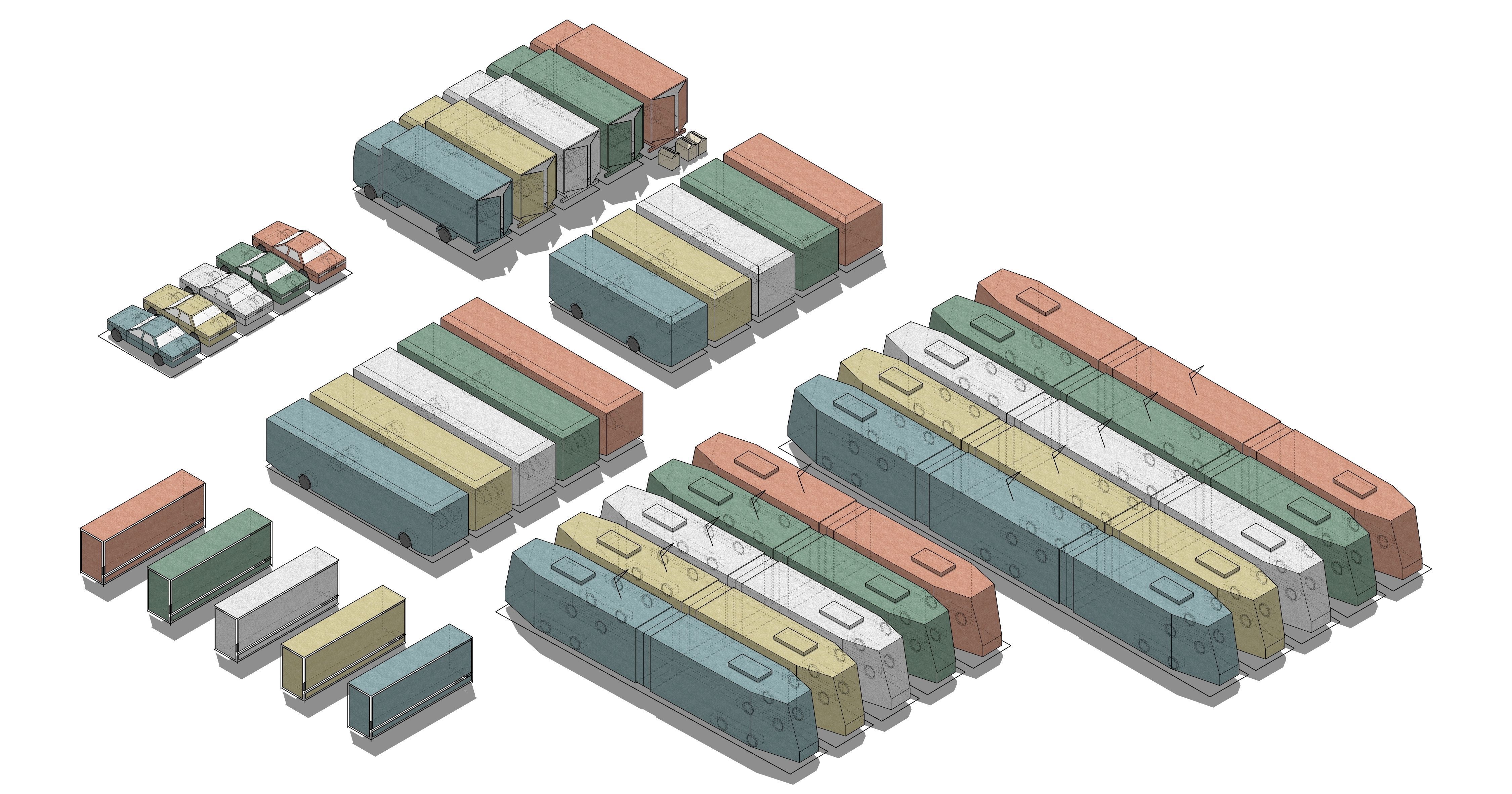 Set of Simple Transport 3D model | CGTrader