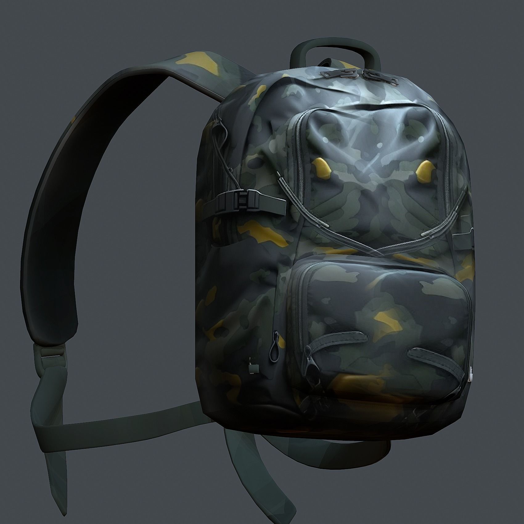 3D model Backpack military combat Black baggage Low-poly VR / AR / low ...