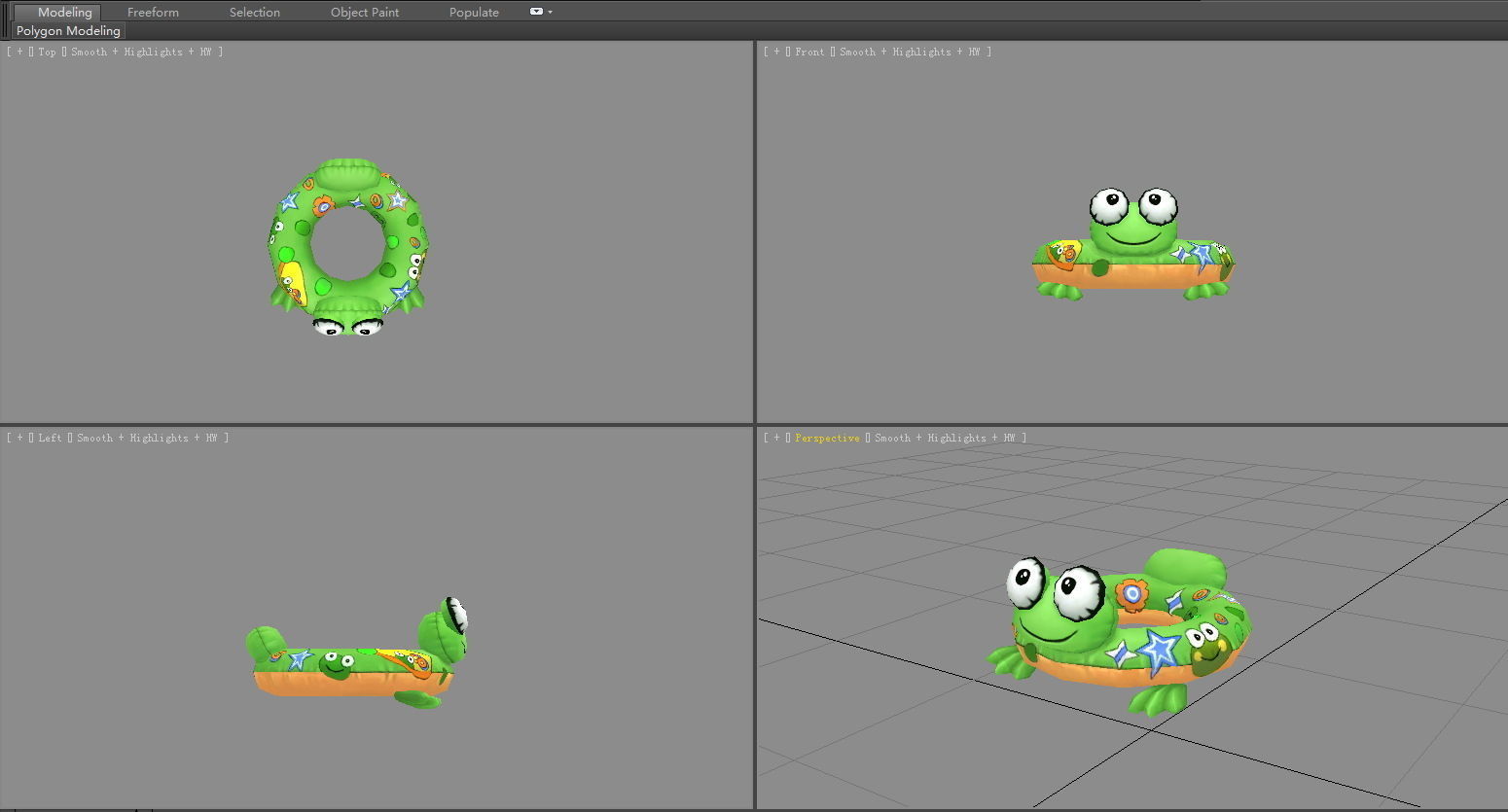 3D model Cartoon swimming ring - frog shape VR / AR / low-poly | CGTrader