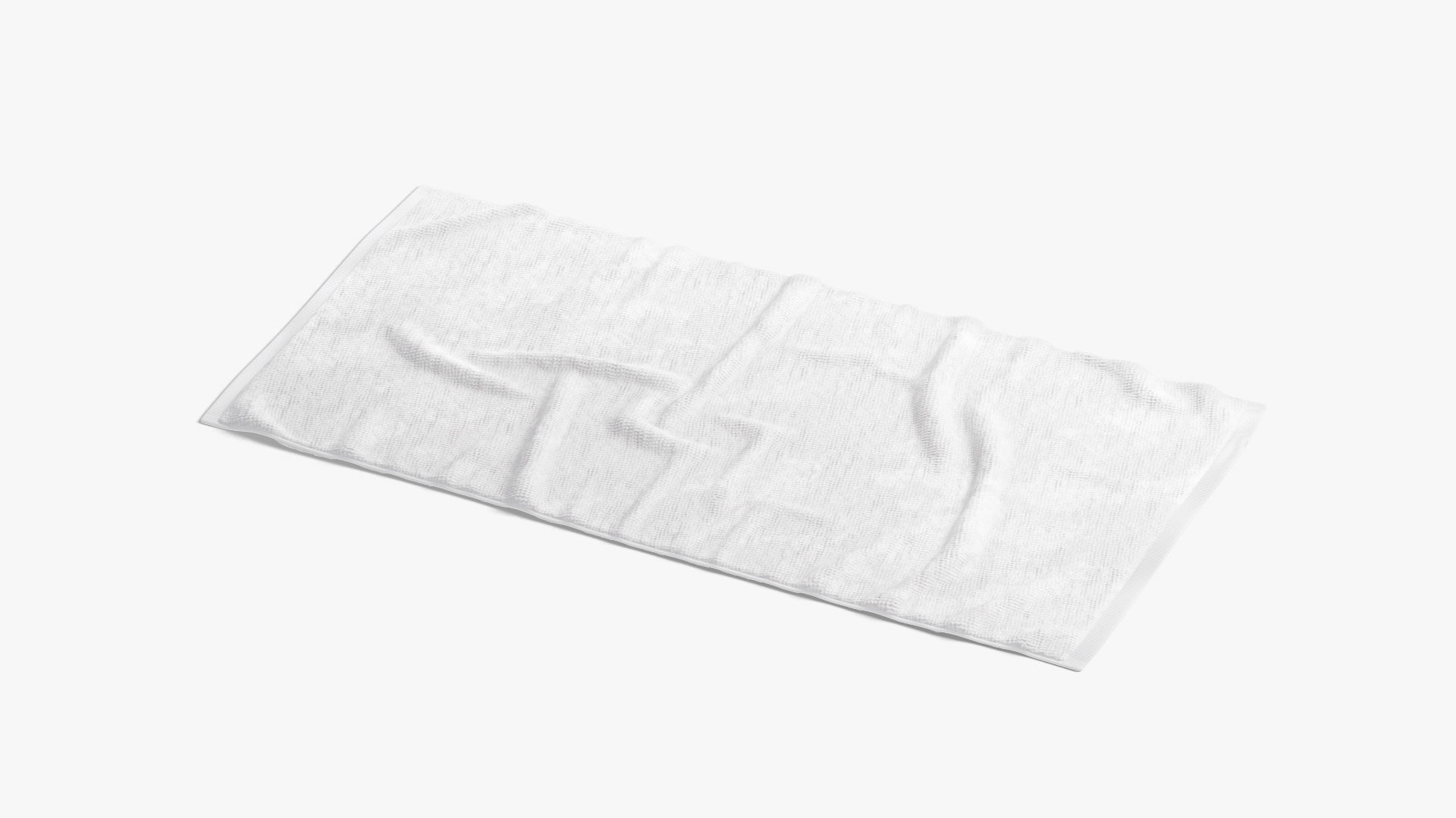 3D model White Bath Towel - flat crumpled beach pool jack-towel VR / AR ...
