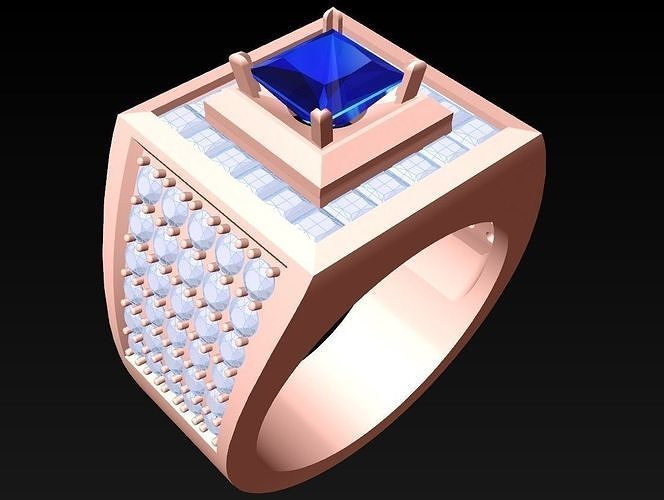 Square Stone Rings -Diamond Rings - N4163 3D model 3D printable | CGTrader