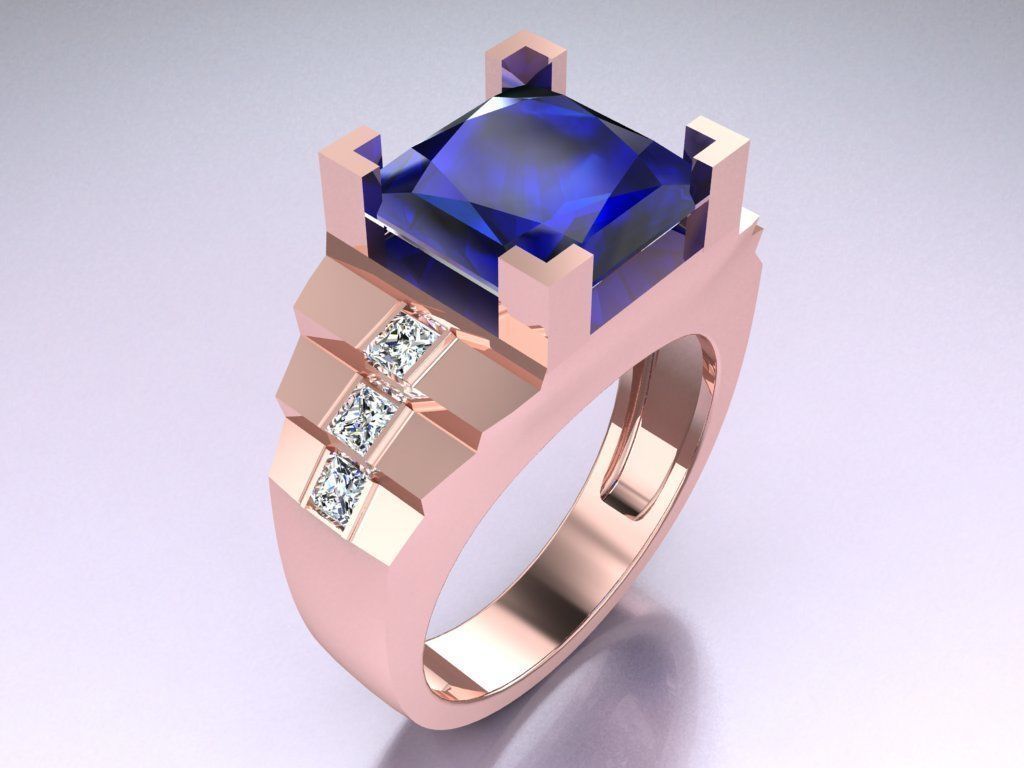 Square Stone Rings - N4184 free 3D model 3D printable | CGTrader