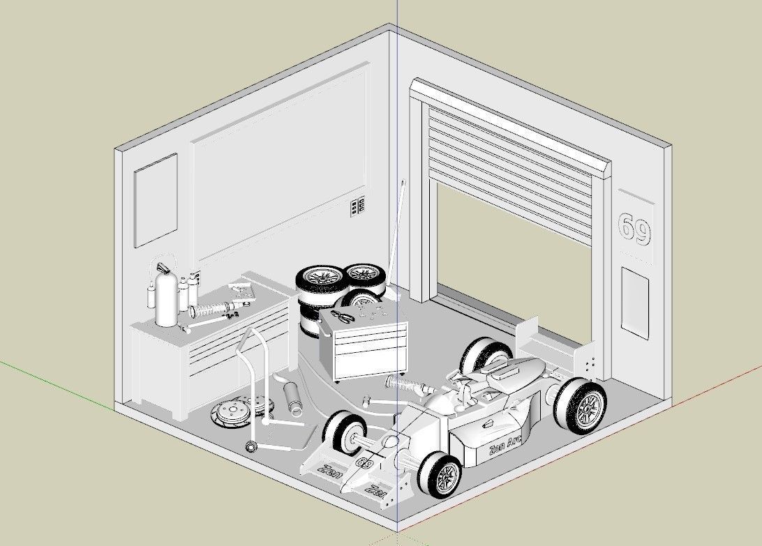 Racing Garage 3D model animated | CGTrader