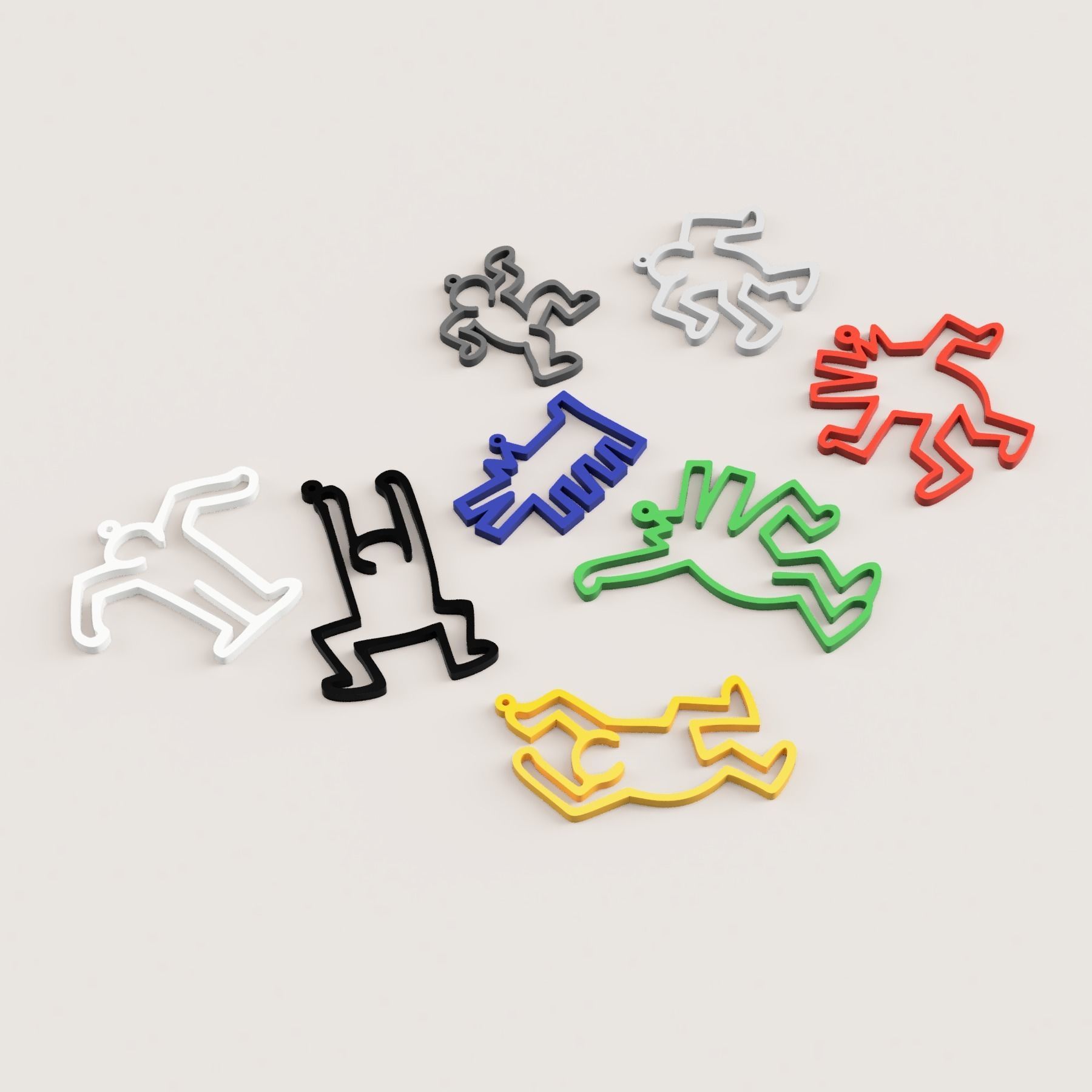 KEITH HARING EARRINGS 3D model 3D printable | CGTrader