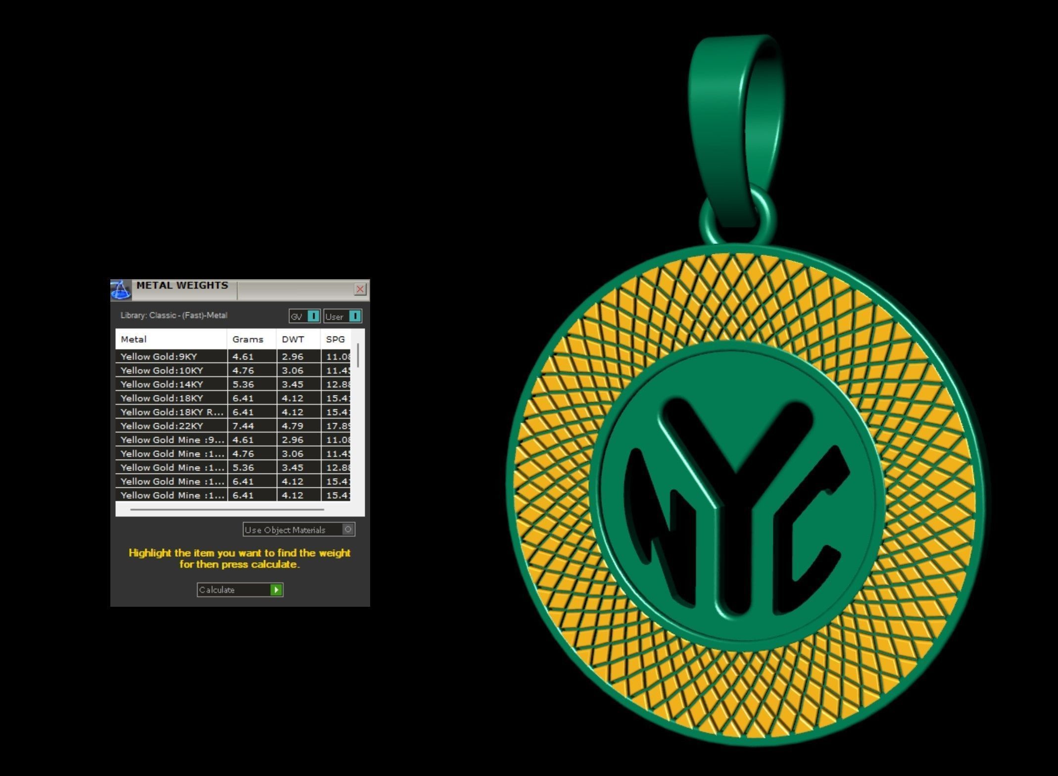 NYC SYMBOL GOLD PENDANT 3D model 3D printable | CGTrader