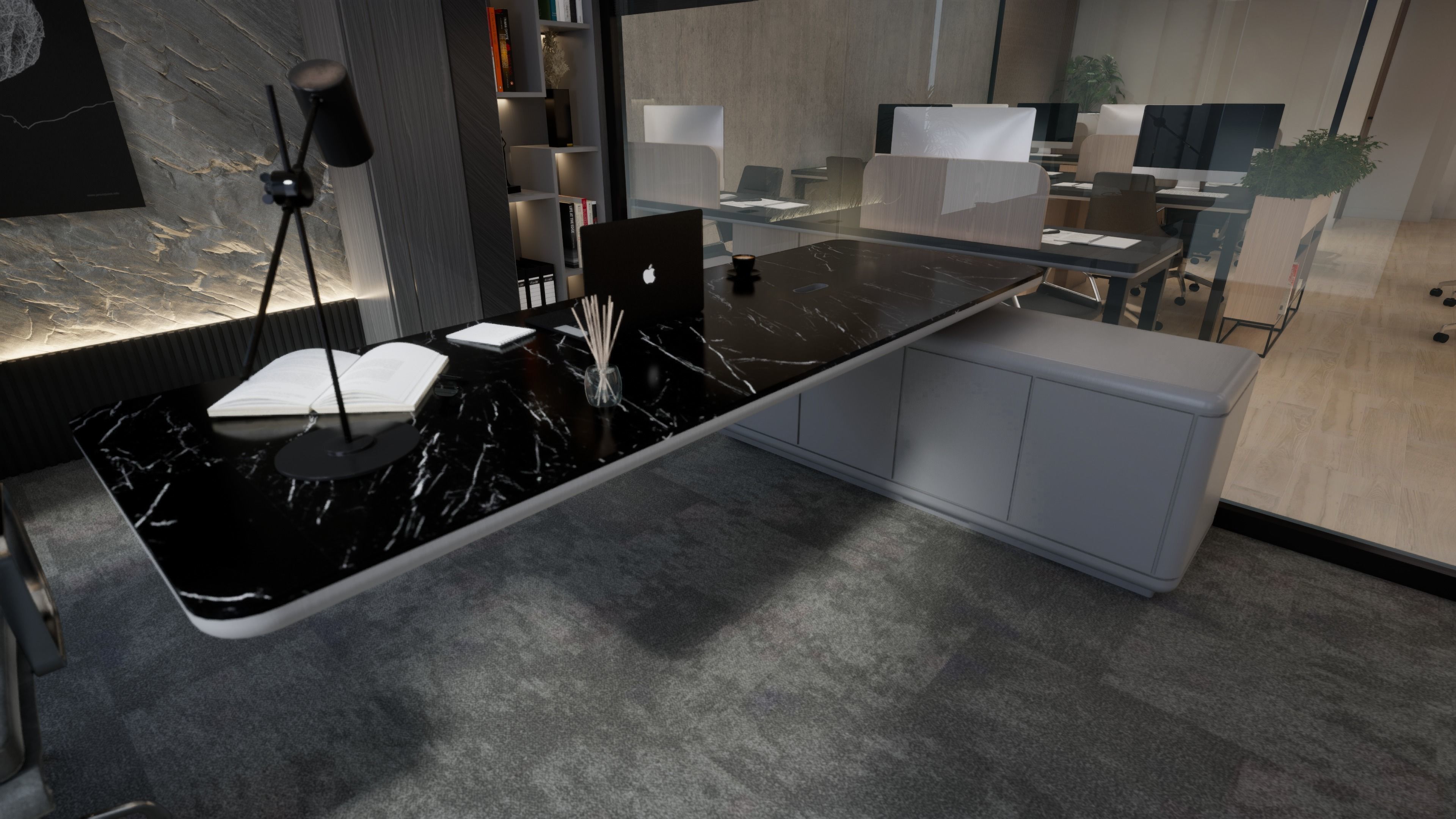 Modern Office Desk Low poly revit family and 3DSMAX model free 3D model ...