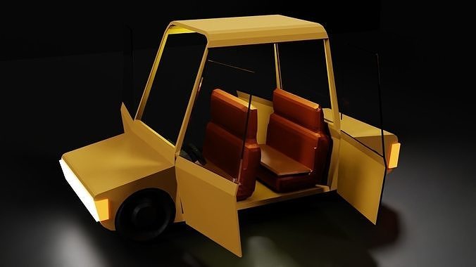 3D model lowpoly mini yellow car VR / AR / low-poly | CGTrader