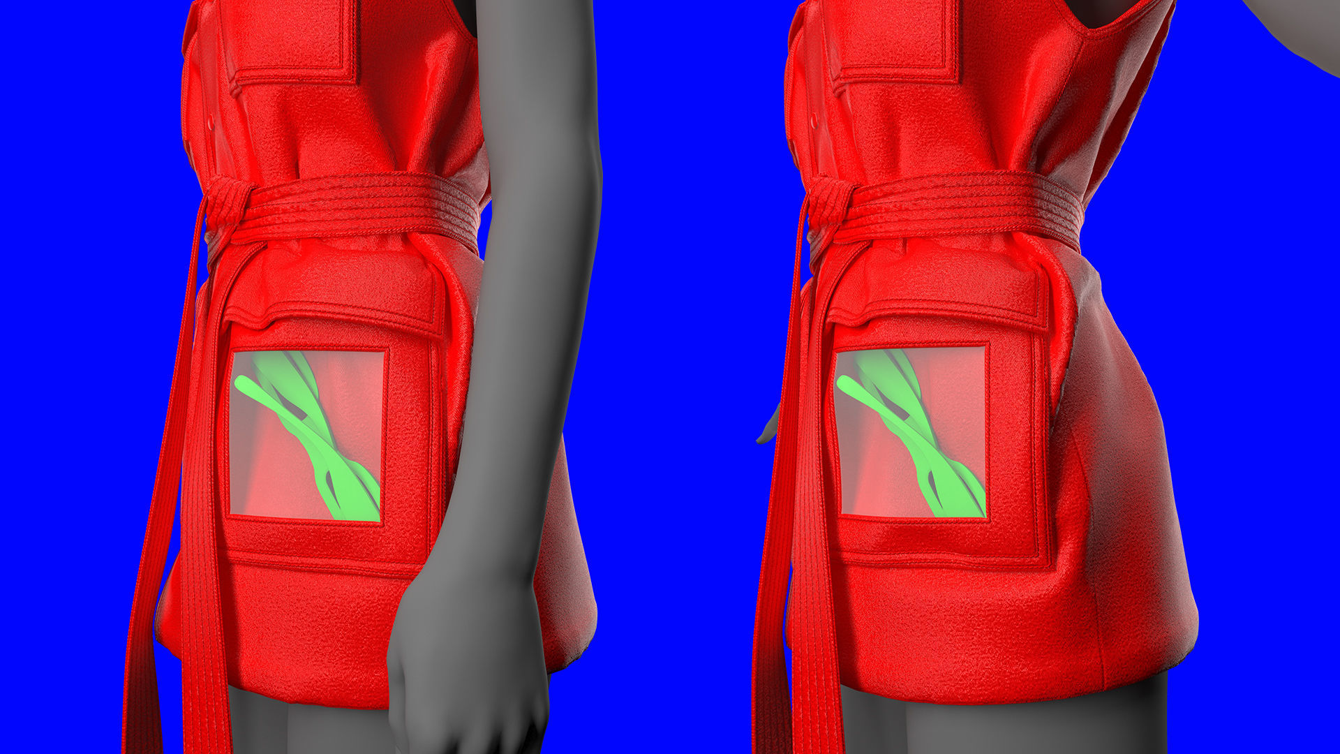 Utility Vest Tied Around Waist Fitted to Gen8 Body Mesh 3D model | CGTrader