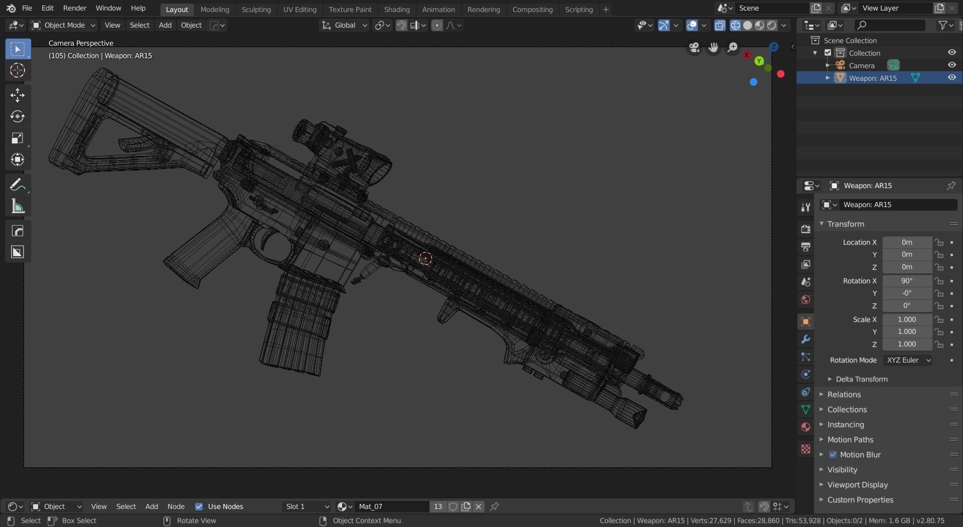 3D model Game Ready Gun - AR15 VR / AR / low-poly | CGTrader