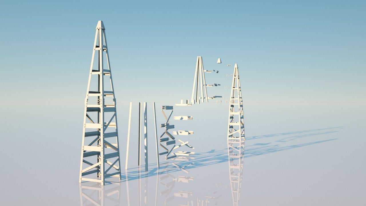 electric transmission line free 3D model | CGTrader