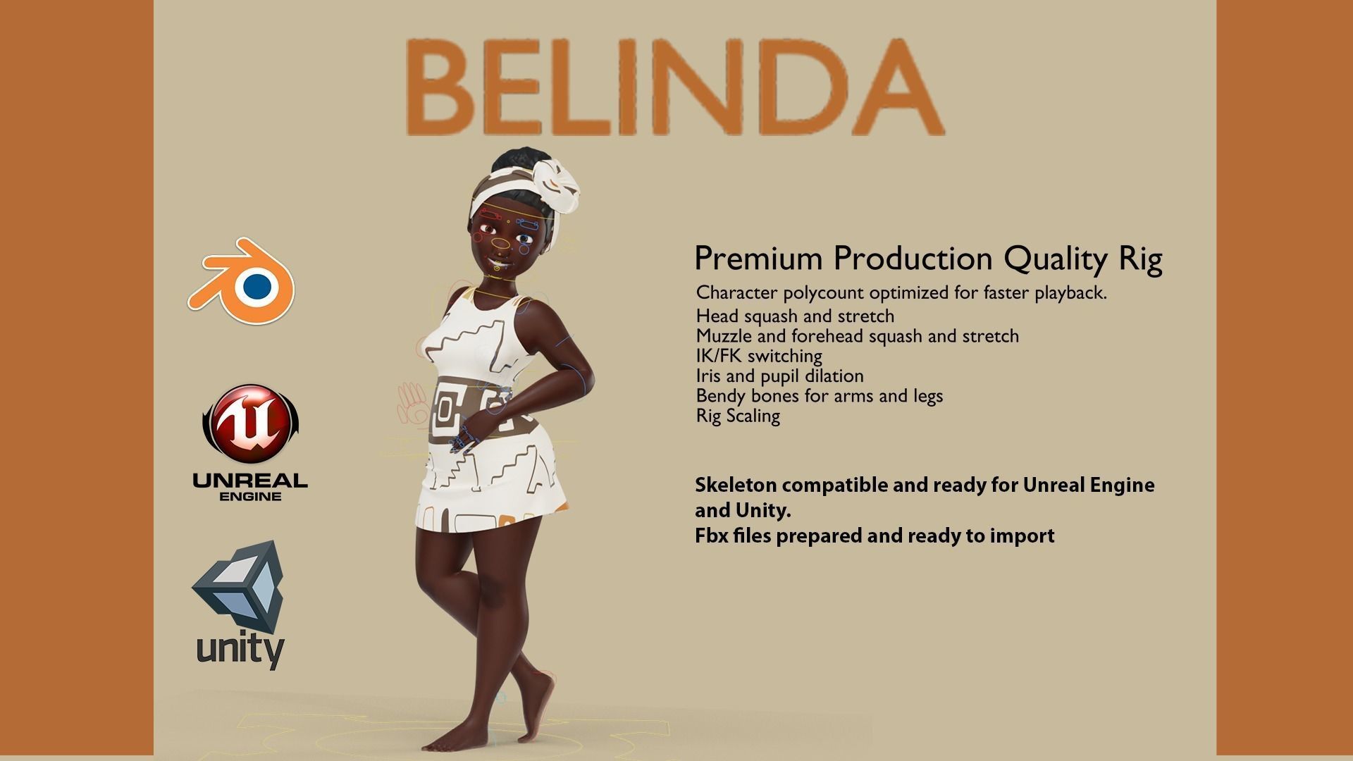 3D model BELINDA RIG BLENDER VERSION VR / AR / low-poly | CGTrader