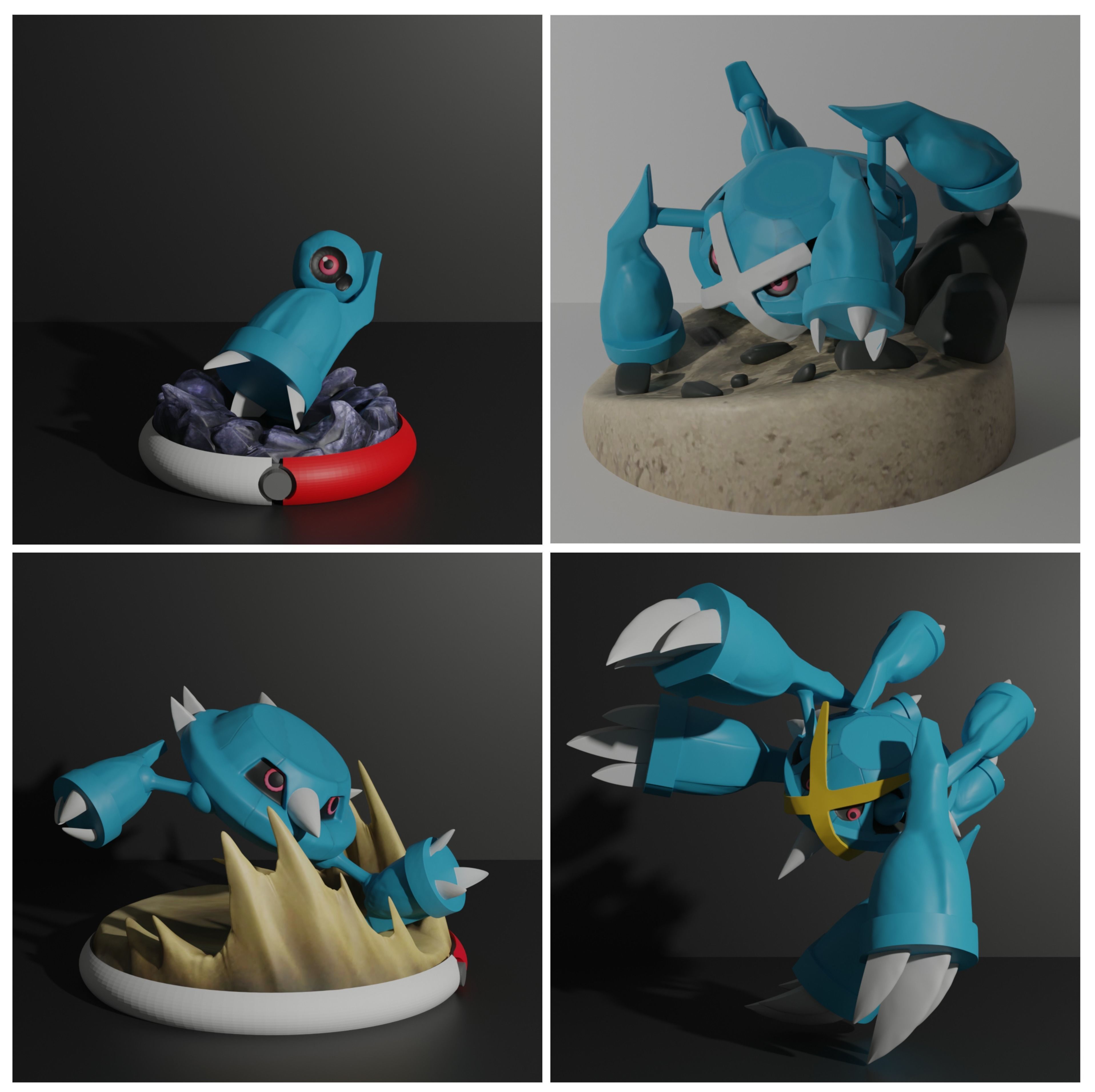 Beldum Metang Metagross and Mega Metagross 3D print models 3D model 3D ...