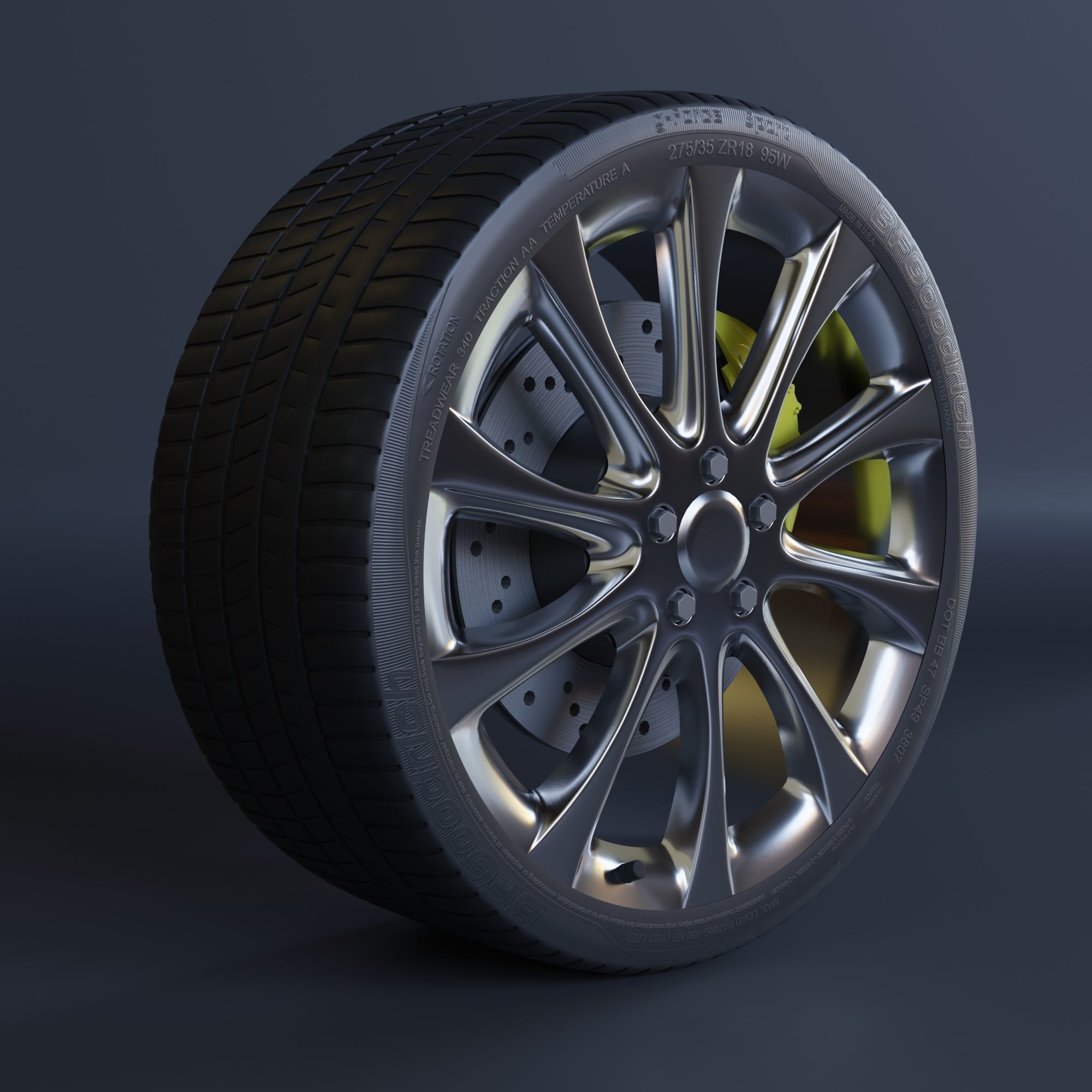 Luxury car wheel free 3D model | CGTrader