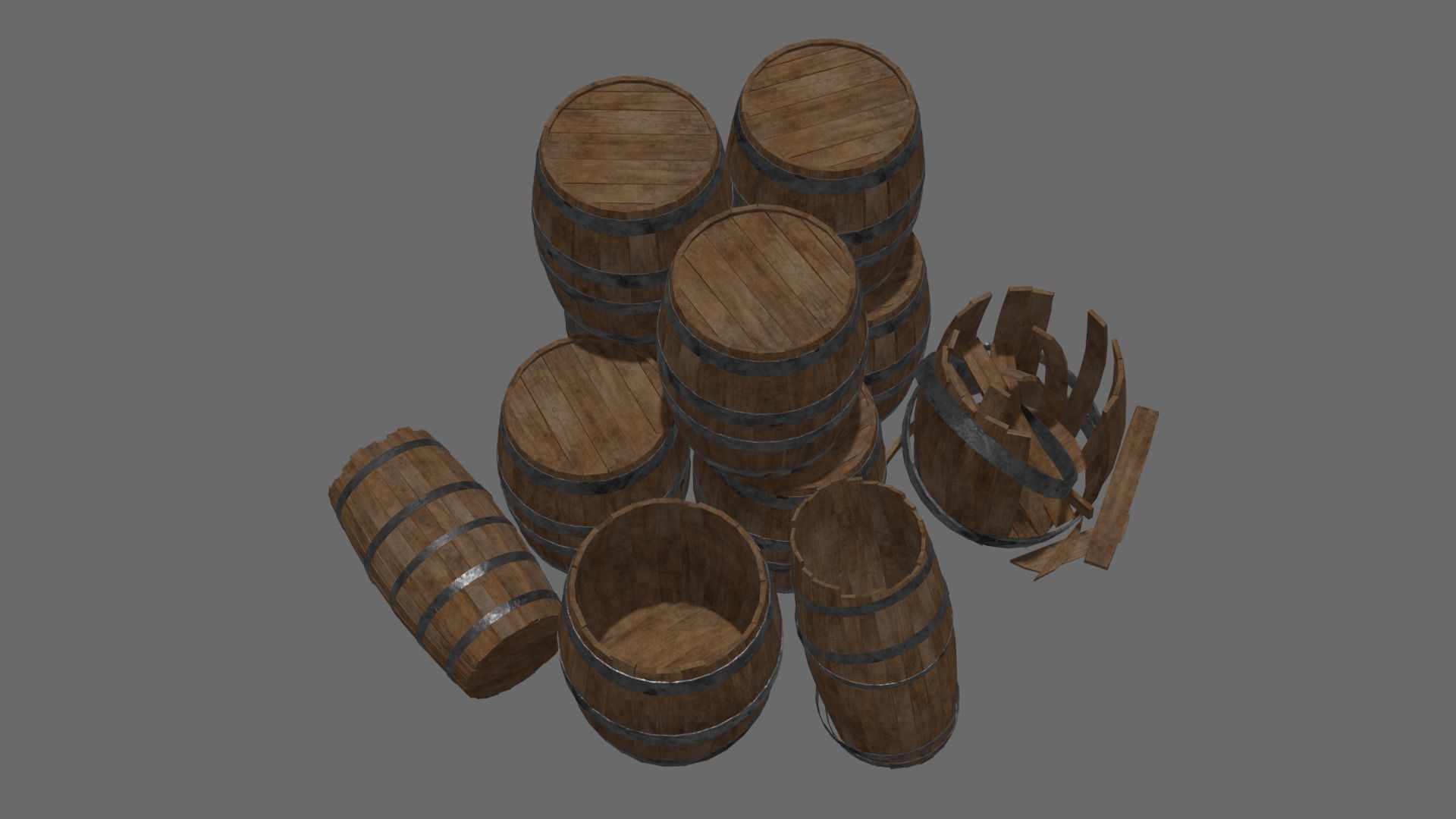 Free set of 18 wooden objects Low-poly 3D model free VR / AR / low-poly ...