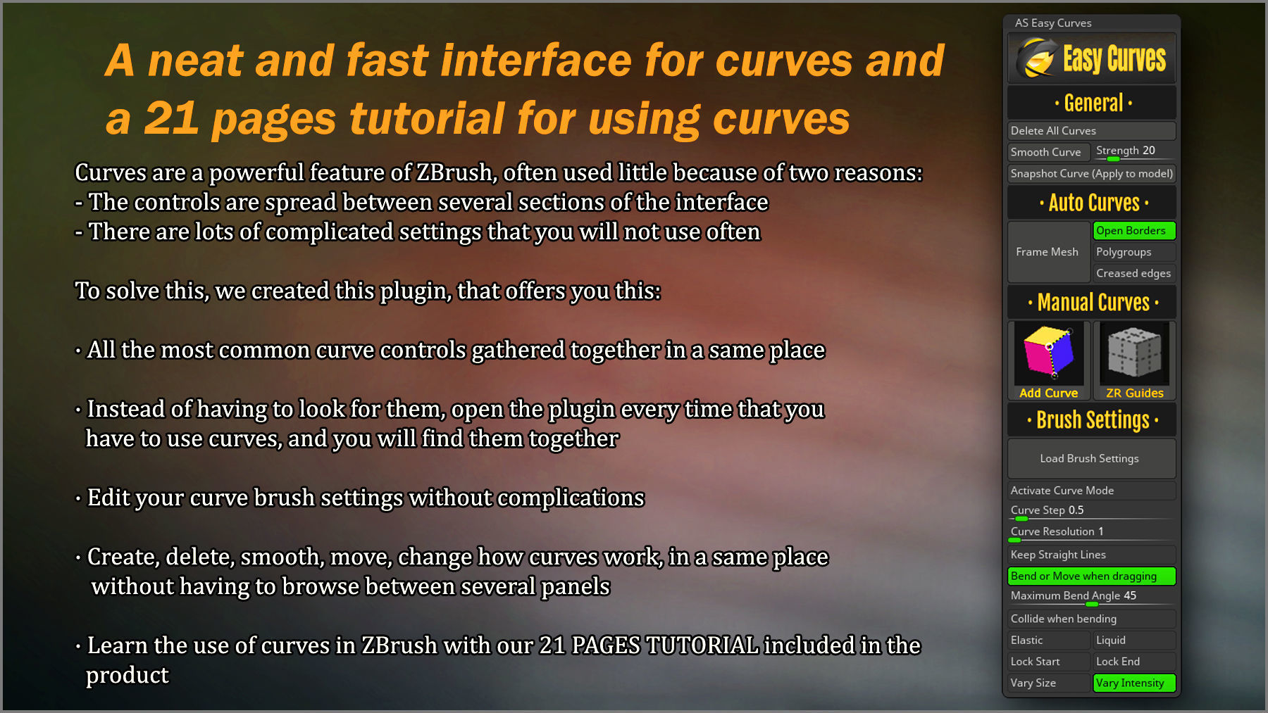 Easy Curves ZBrush Plugin and Curves Tutorial 3D model | CGTrader