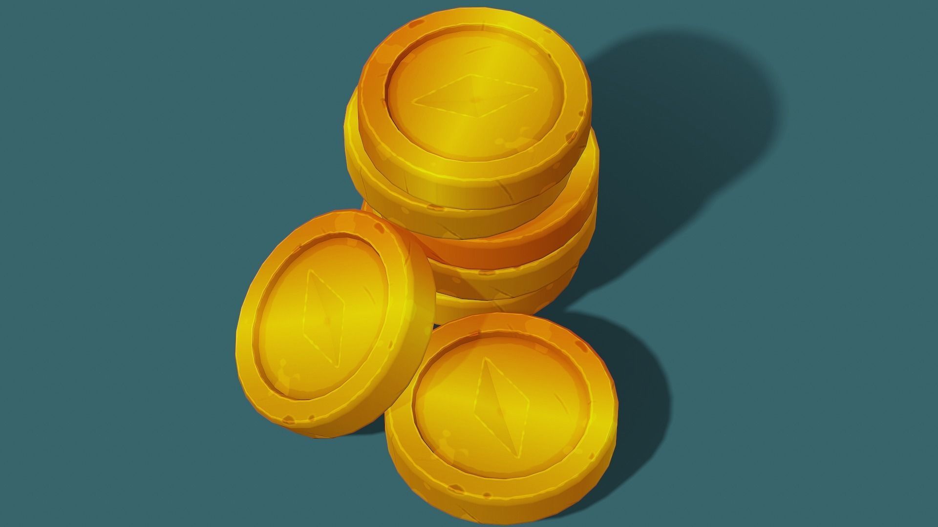 3D model Stylized Gold Coin - PBR Game Ready VR / AR / low-poly | CGTrader