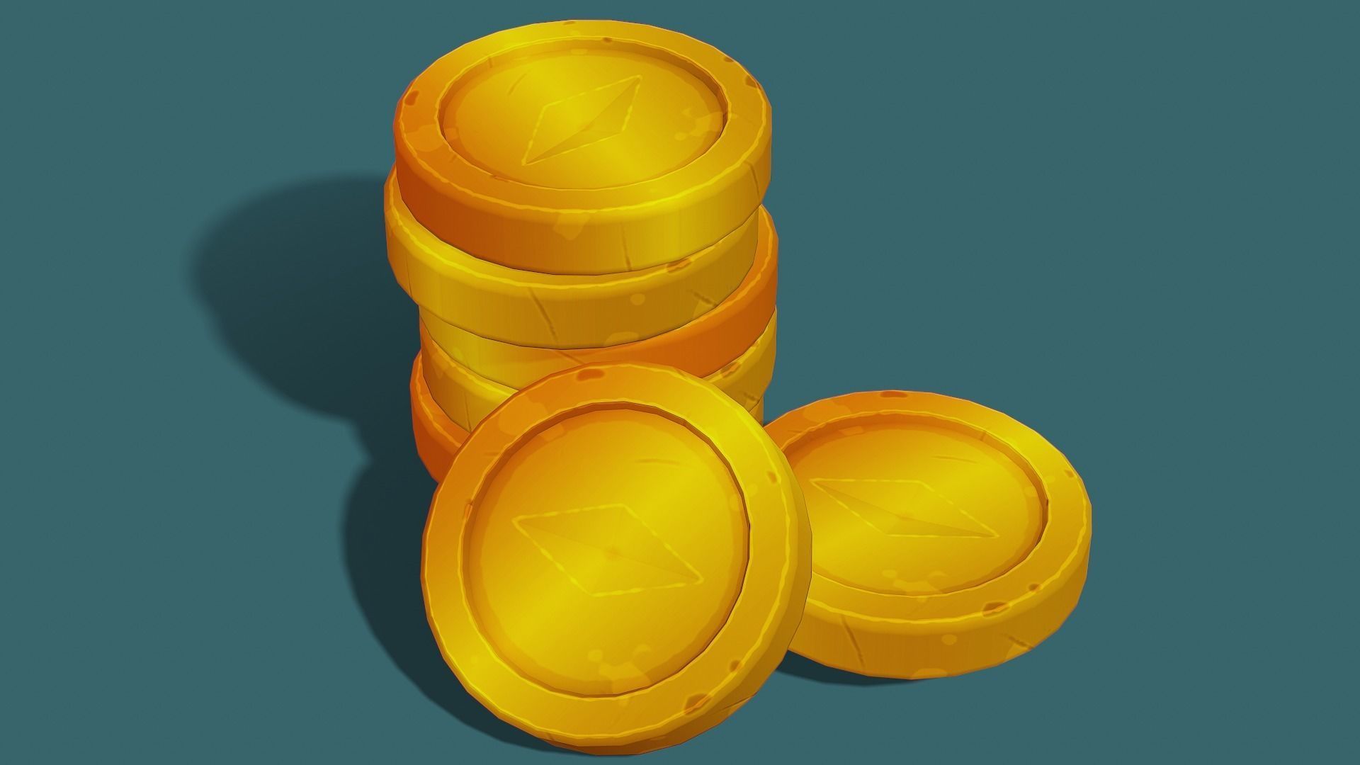 3D model Stylized Gold Coin - PBR Game Ready VR / AR / low-poly | CGTrader