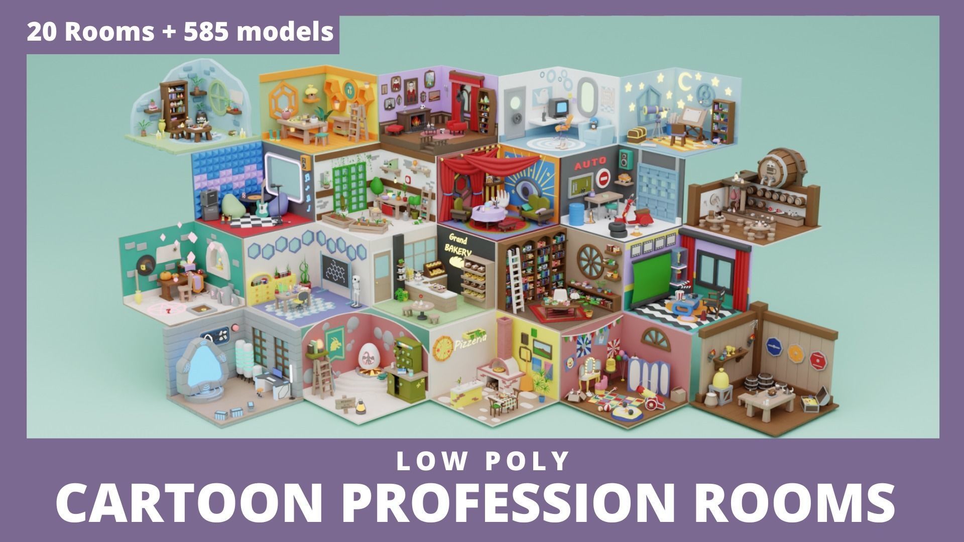 3D model Low Poly Cartoon Profession Rooms VR / AR / low-poly | CGTrader