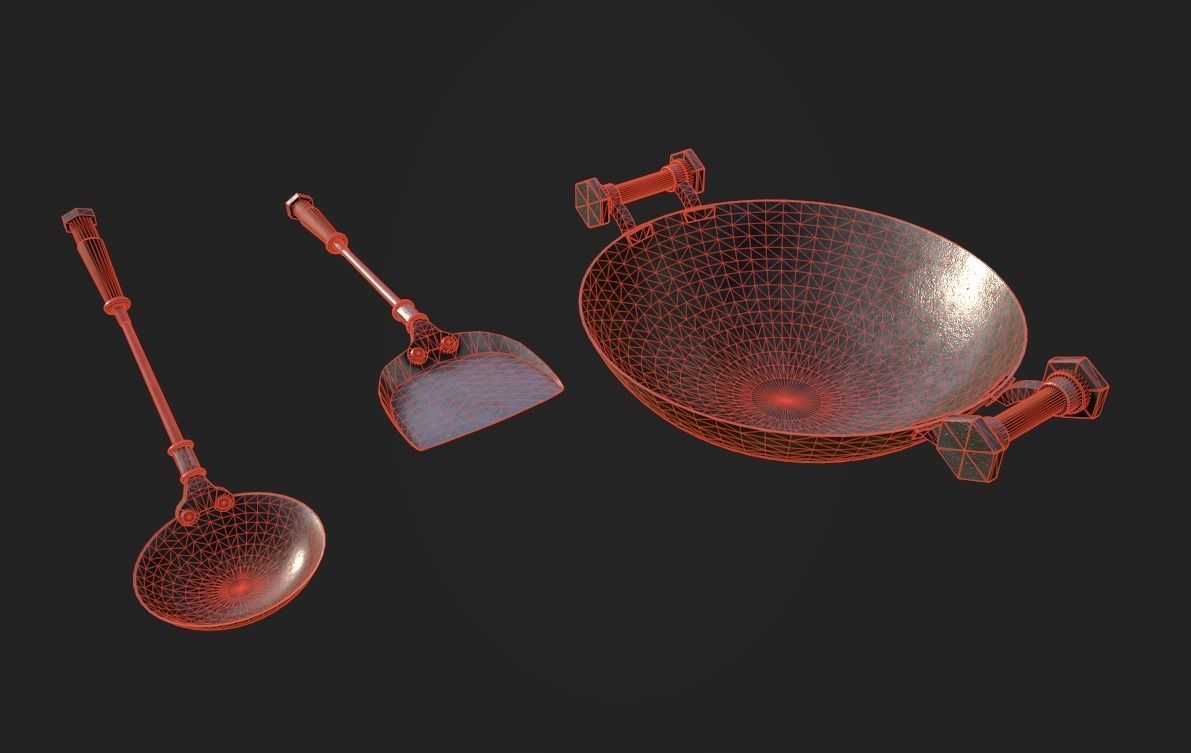 3D model Frying pan with Slice 4K PBR GameReady VR / AR / low-poly ...