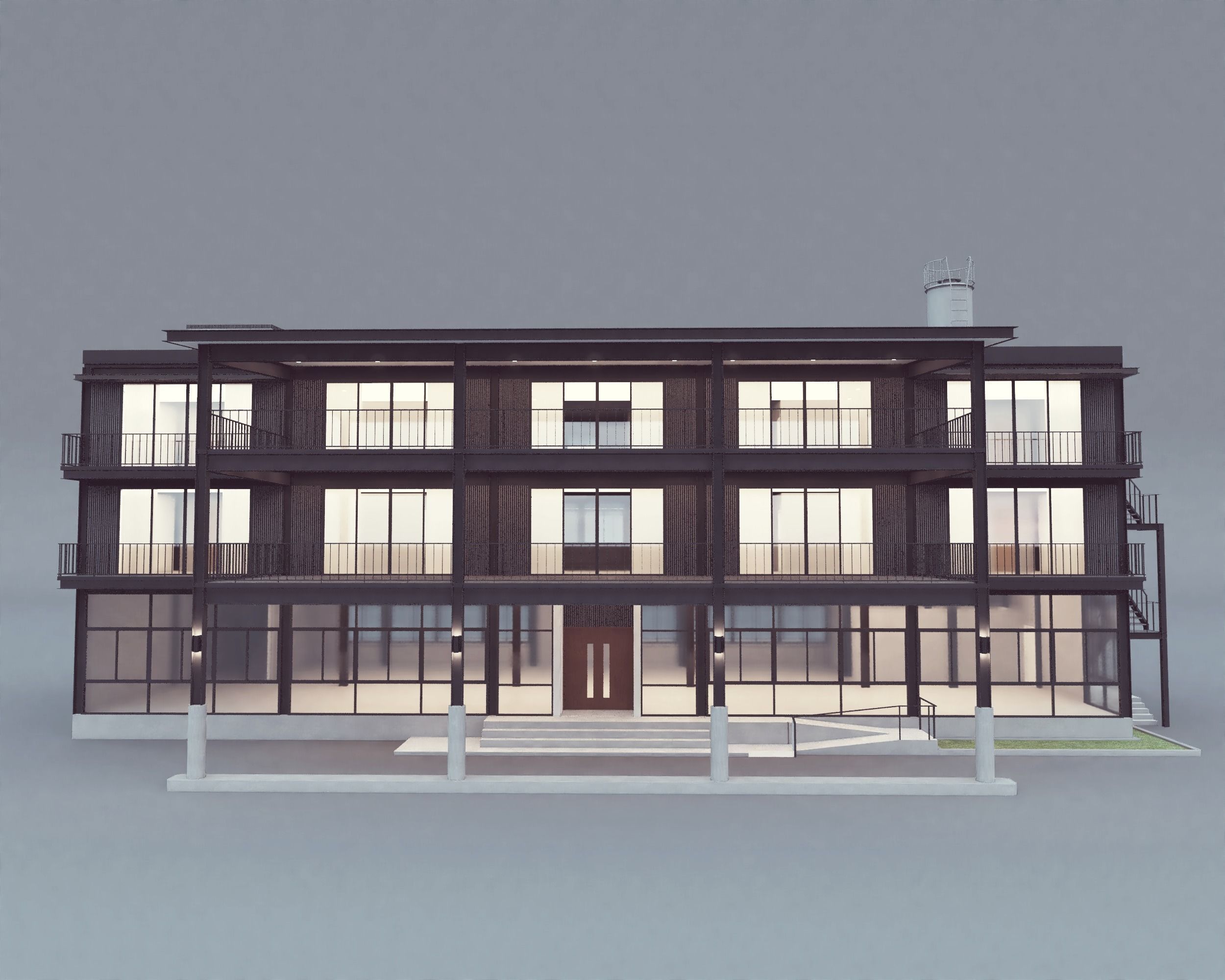 Office building steel structure 3D model | CGTrader