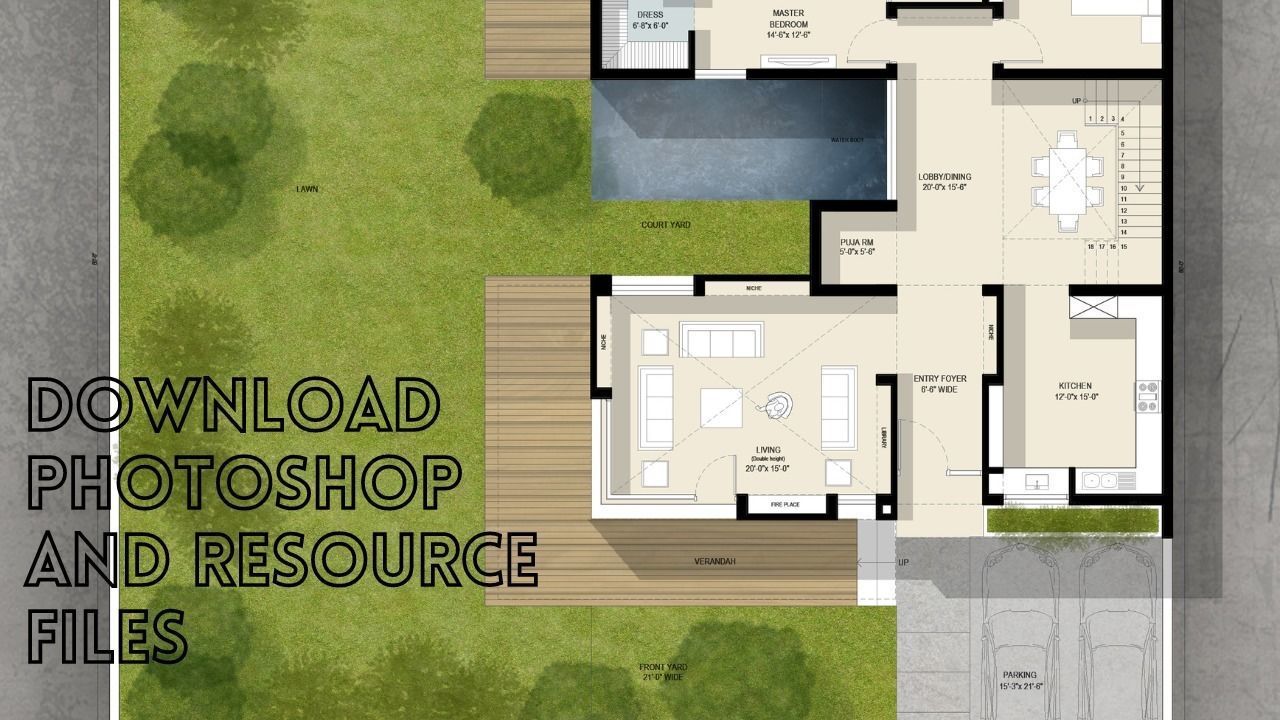 Floor Plan Render in Photoshop Download PSD and Resource Files 3D model ...