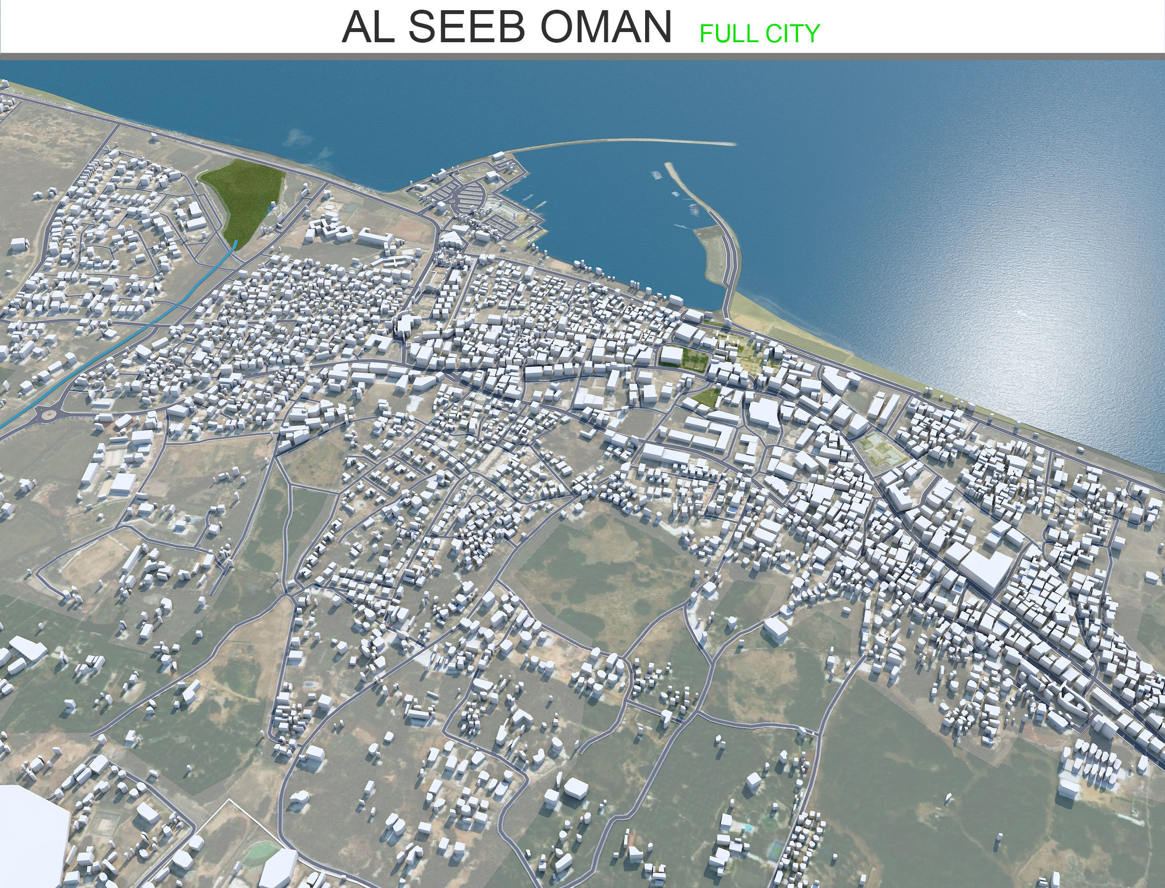3D model Al Seeb Oman 40km AI VR / AR / low-poly | CGTrader
