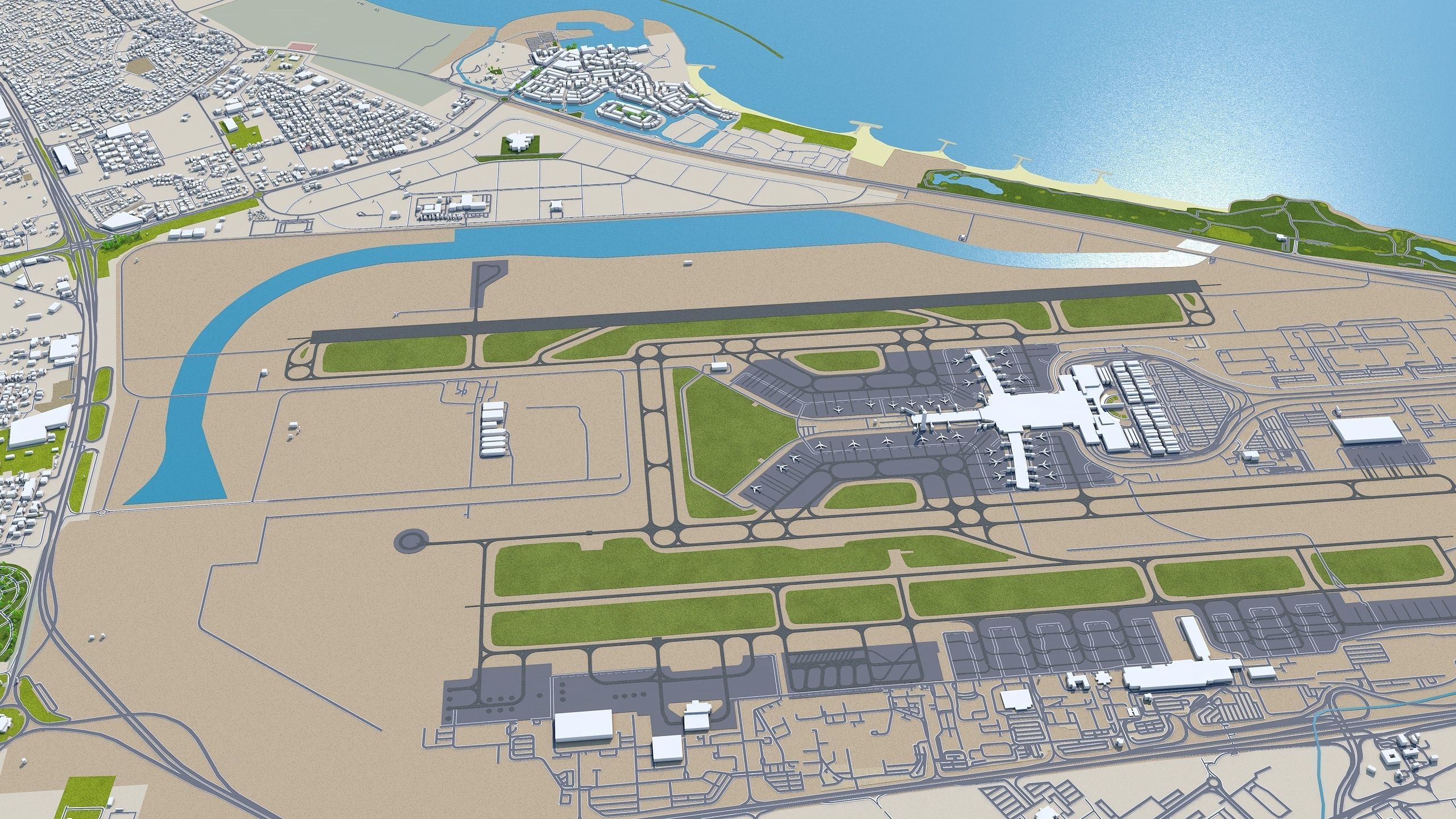3D model Al Seeb Oman 40km AI VR / AR / low-poly | CGTrader