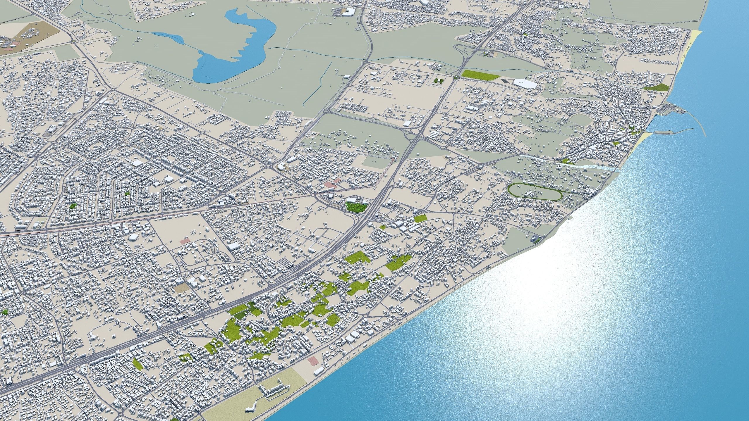 3D model Al Seeb Oman 40km AI VR / AR / low-poly | CGTrader