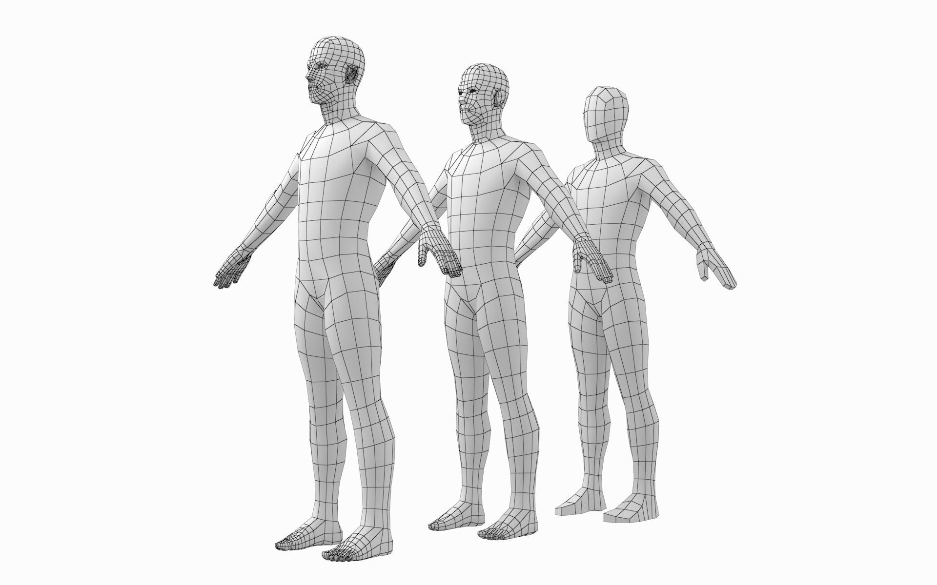 3D model Natural Female and Male Base Mesh in A Pose BUNDLE VR / AR ...
