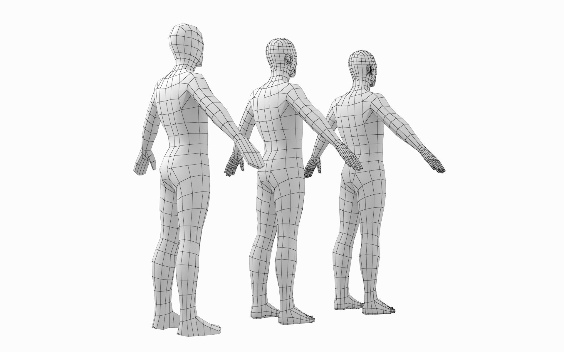 3D model Natural Female and Male Base Mesh in A Pose BUNDLE VR / AR ...