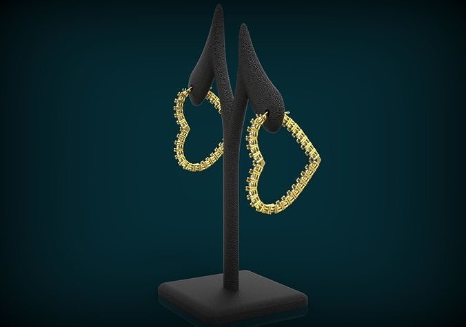 Heart earrings 3D model 3D printable | CGTrader