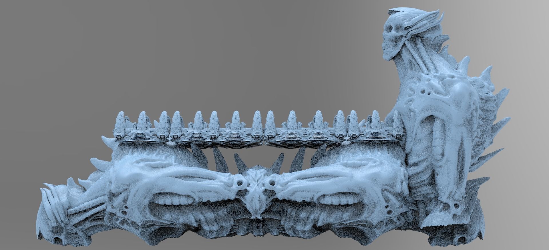 Alien organic Robot statue bridge colossal 3D model | CGTrader