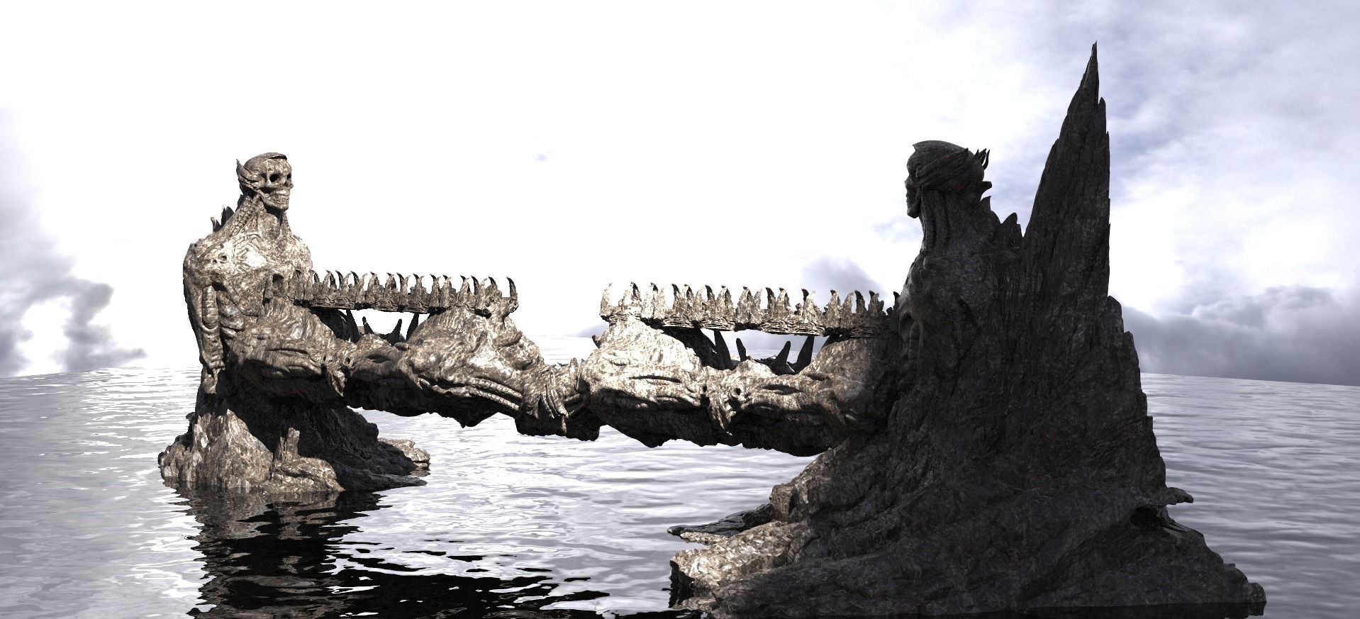 Alien organic Architecture in mountain 2 3D model | CGTrader