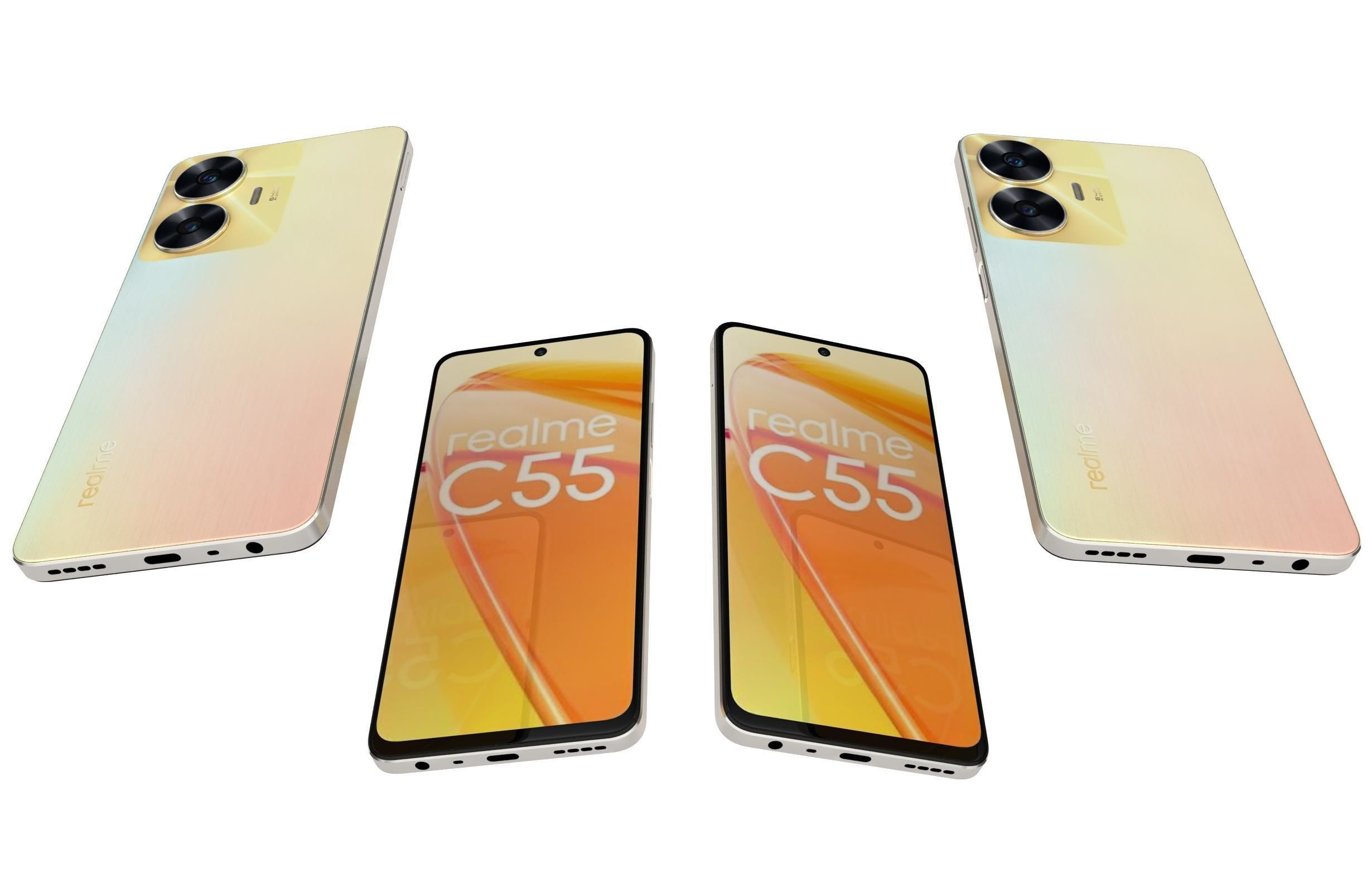 3D model Realme C55 Black And Gold VR / AR / low-poly | CGTrader